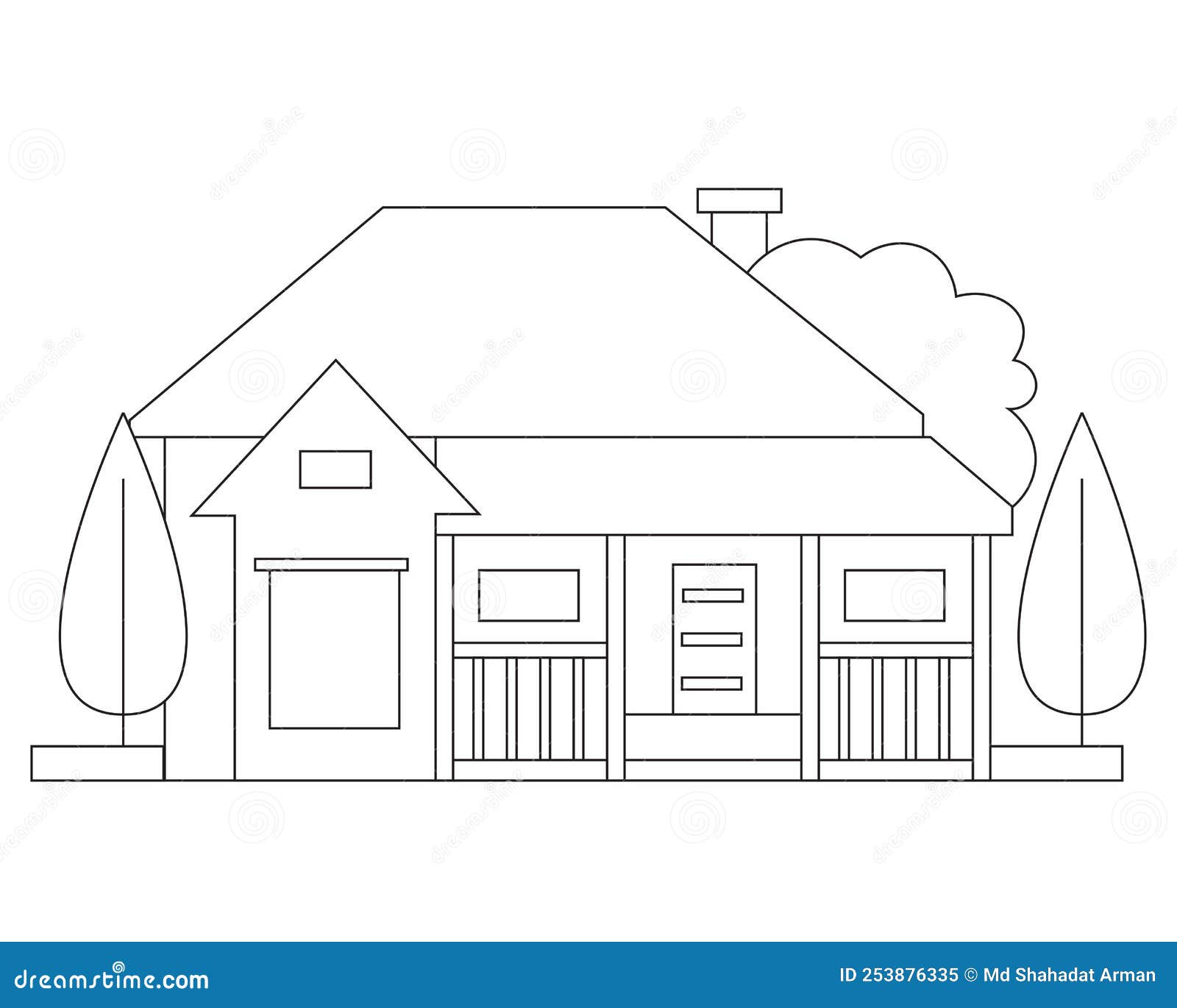 Modern House Coloring Book Page Design,Easy House Coloring Book, Kids ...
