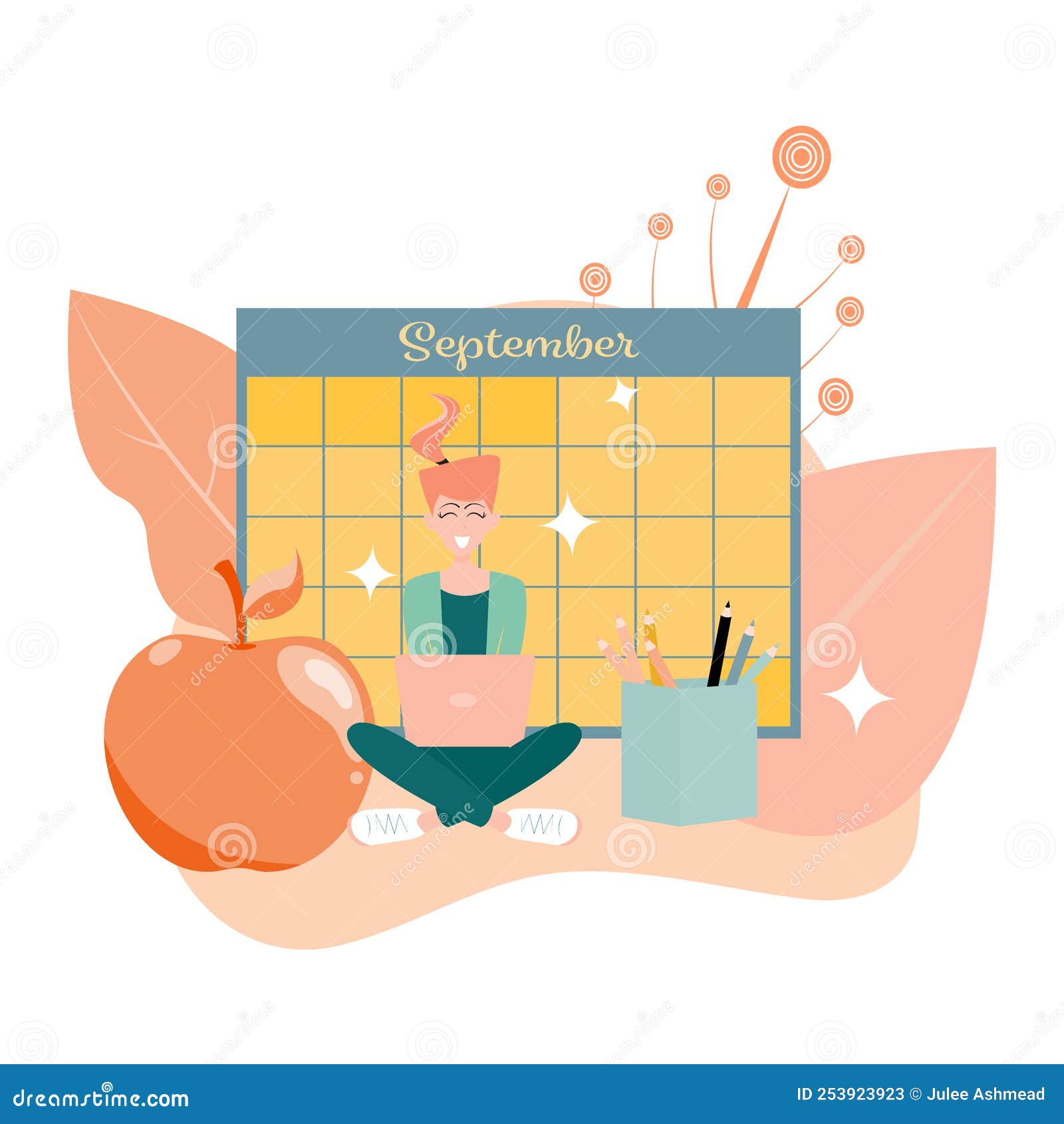 Teacher Preparing Colorful School Supplies And Stationery Inside ...