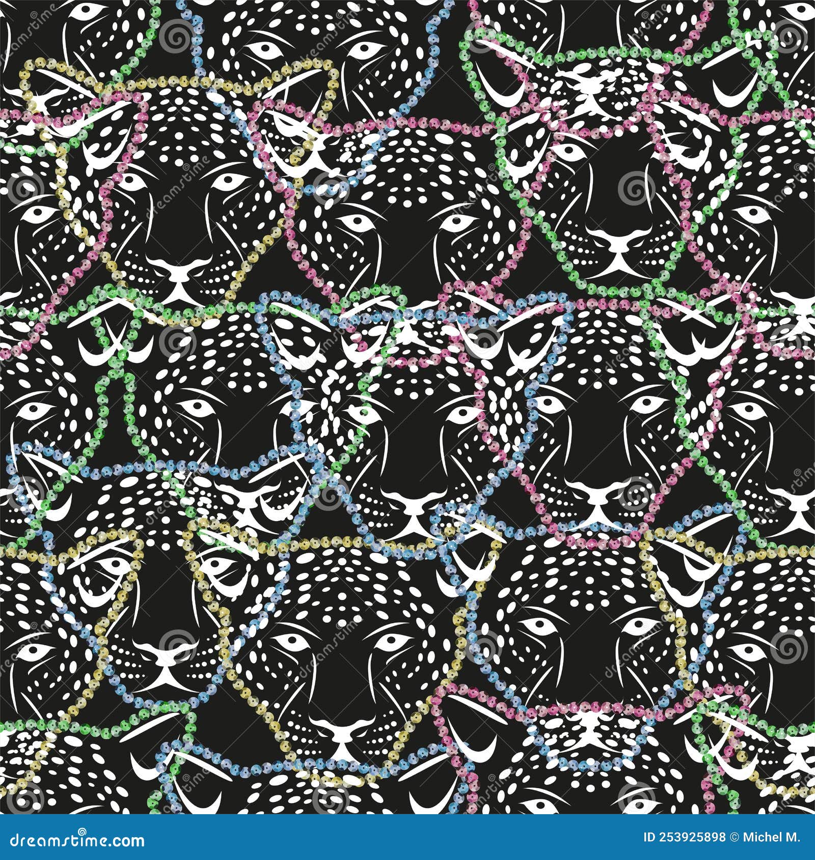 Beautiful Sequin Jaguar Background Pattern Seamless Stock Vector ...
