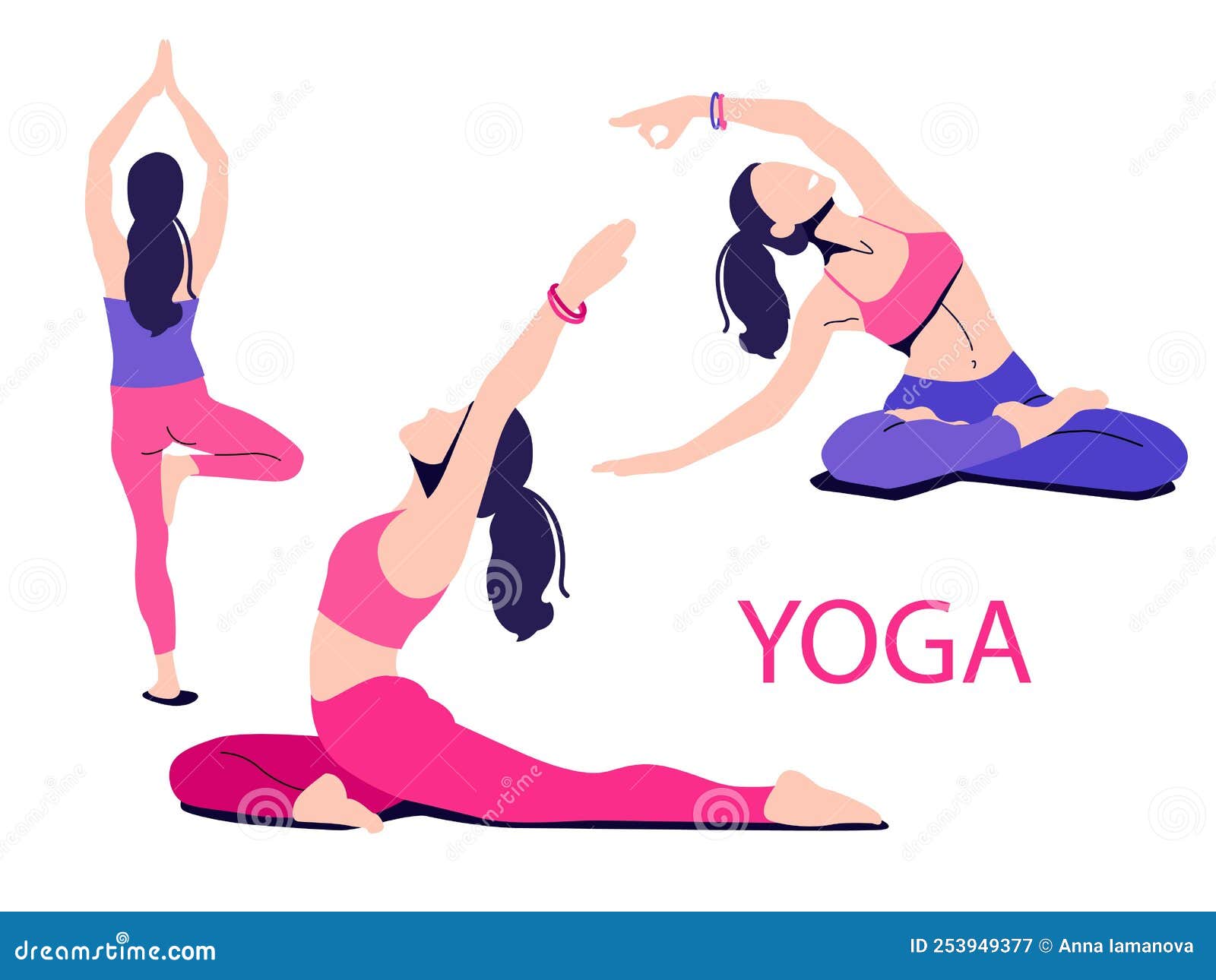 Young Woman Sits in a Yoga Pose and Meditates Stock Vector ...