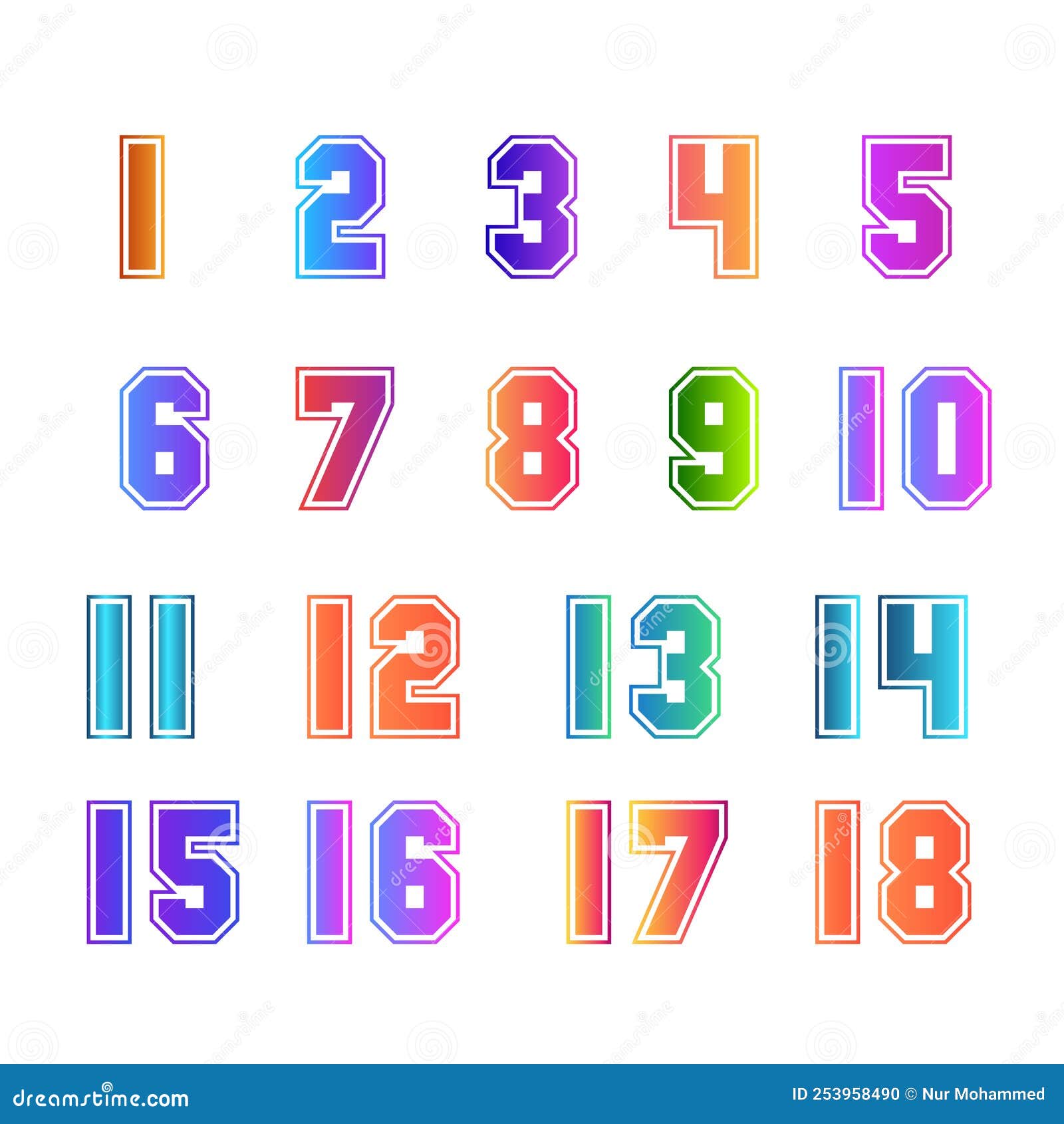 Gradient Number Vector Illustrator File Stock Illustration ...