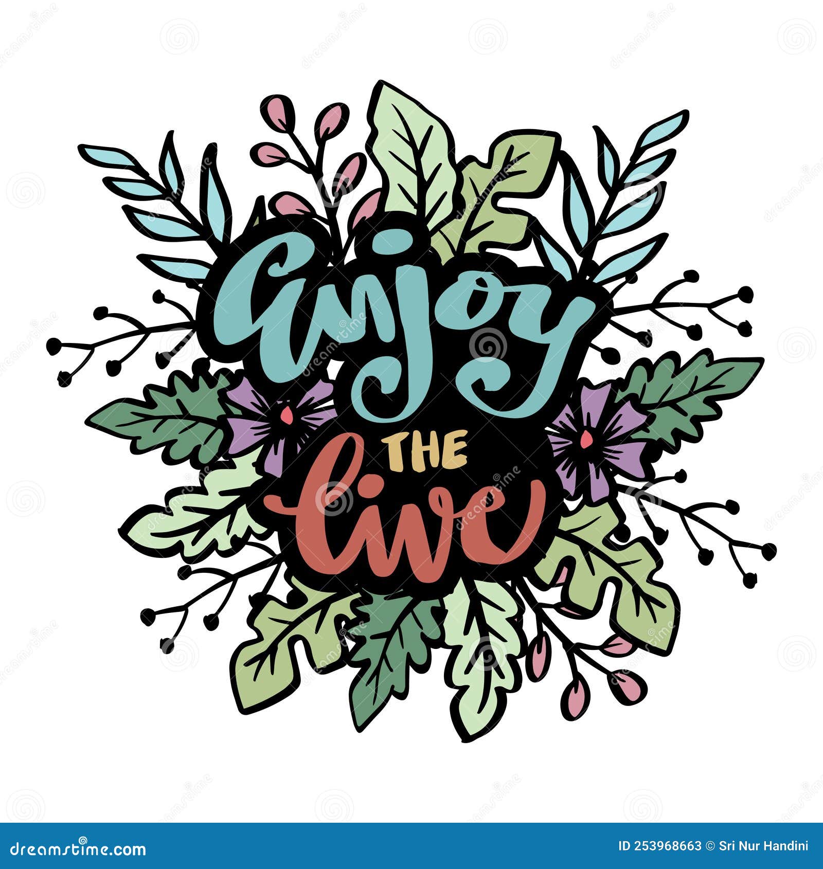 Enjoy the Live Text Lettering. Stock Illustration - Illustration of ...