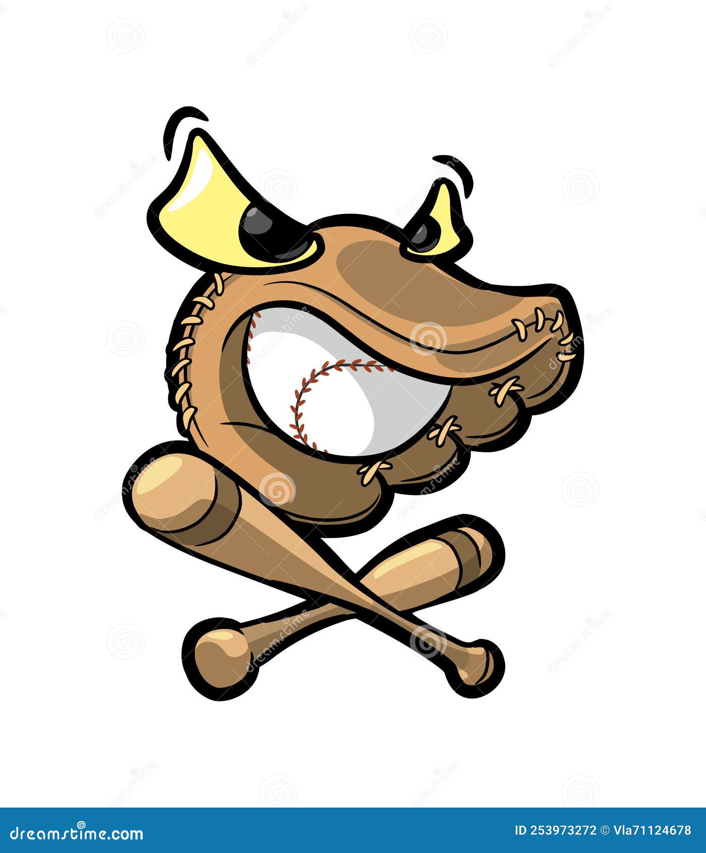 Baseball Team Logotype with Glove and Crossed Bates Stock Vector ...