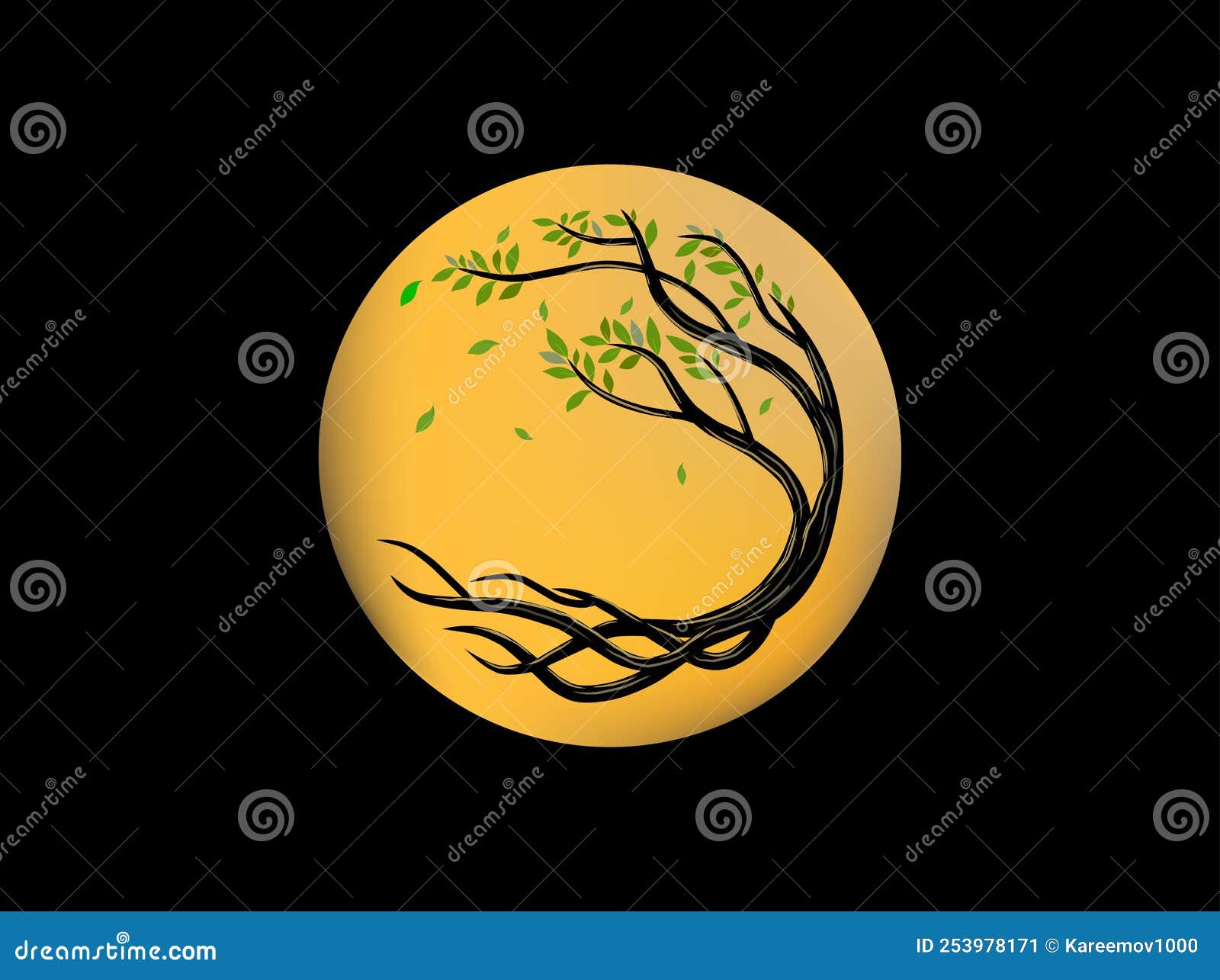 Tree and Moon Logo Illustrations Stock Vector - Illustration of ...