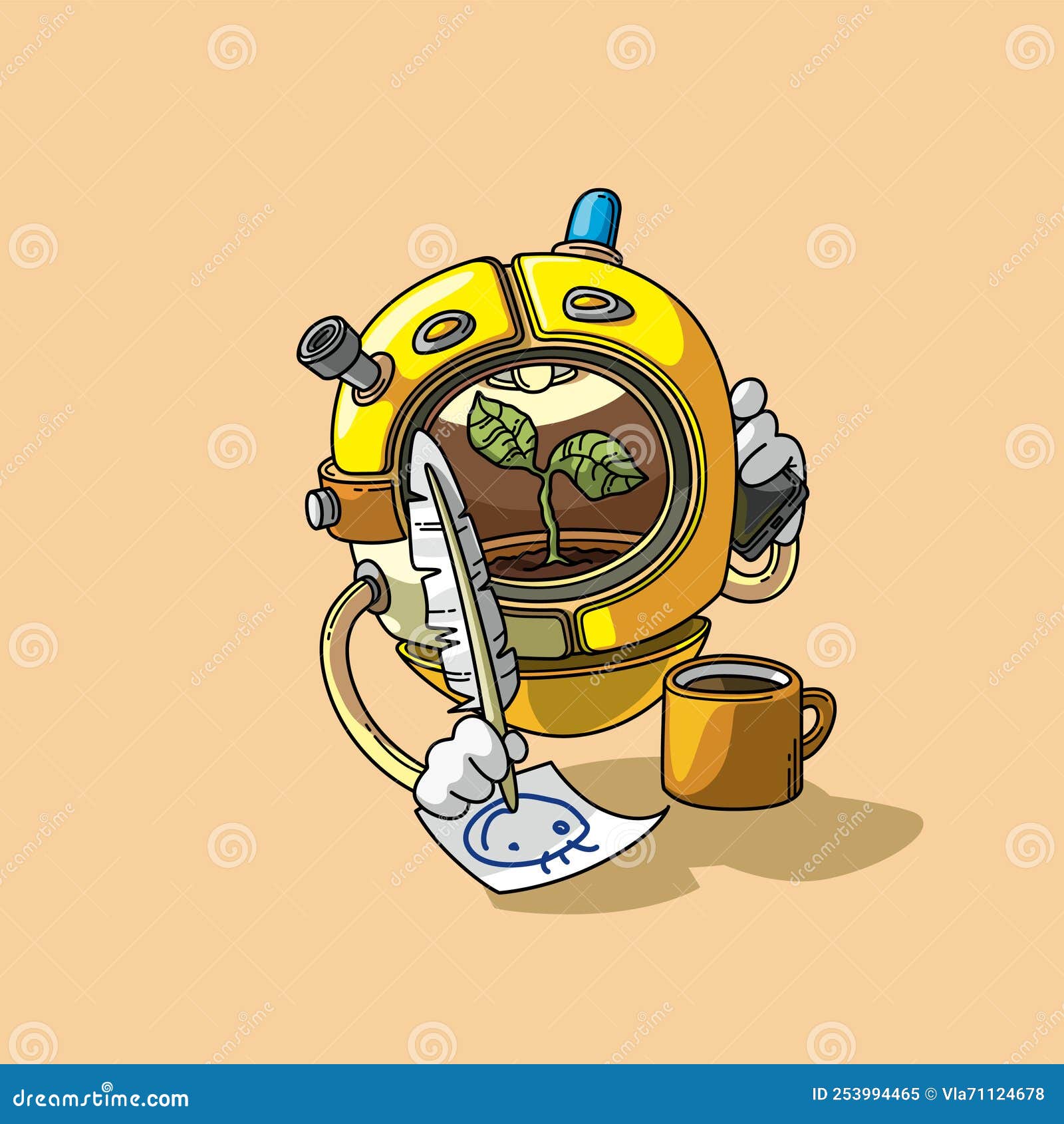 Future Writer Bot Writing with Quill Stock Vector - Illustration of ...