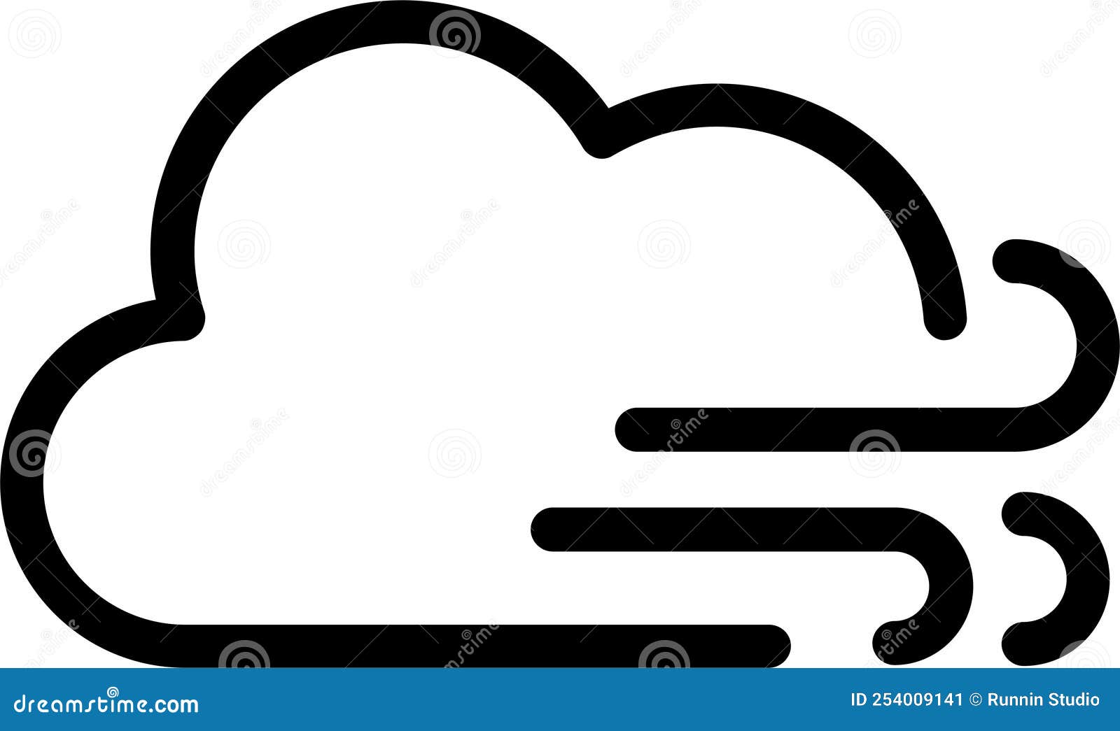 Windy Cloud Icon with Outline Style Stock Vector - Illustration of drop ...