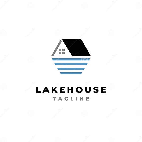 Lake House Logo Design Illustration Stock Vector - Illustration of ...