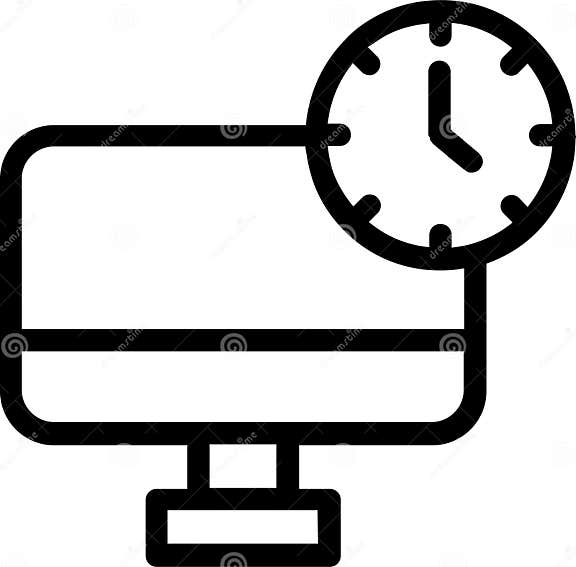 Time Desktop Icon with Outline Style Stock Vector - Illustration of ...