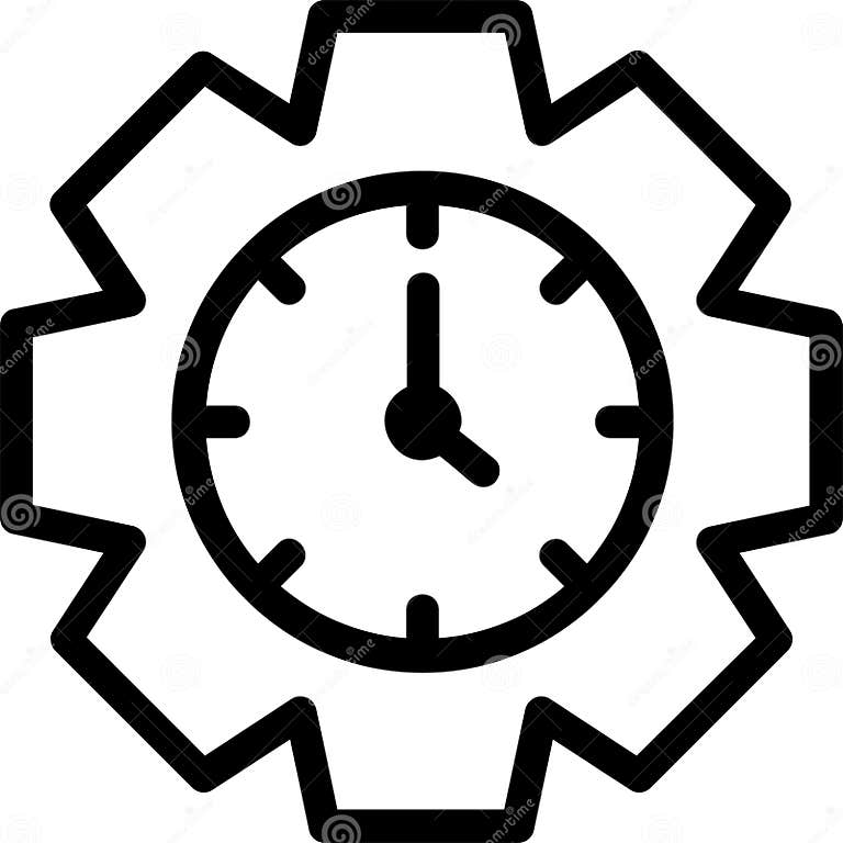 Setting Time Icon with Outline Style Stock Vector - Illustration of ...