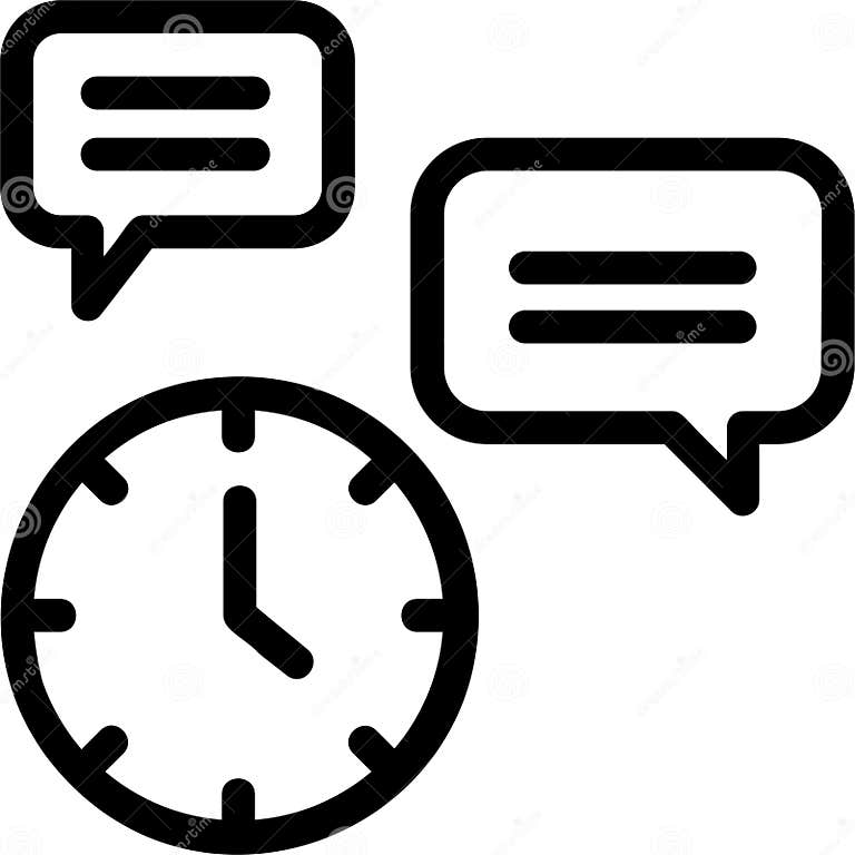 Chat Time Icon with Outline Style Stock Vector - Illustration of print ...