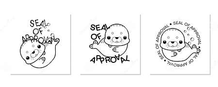Cartoon Seal of Approval Coloring Page for Kids Stock Vector ...