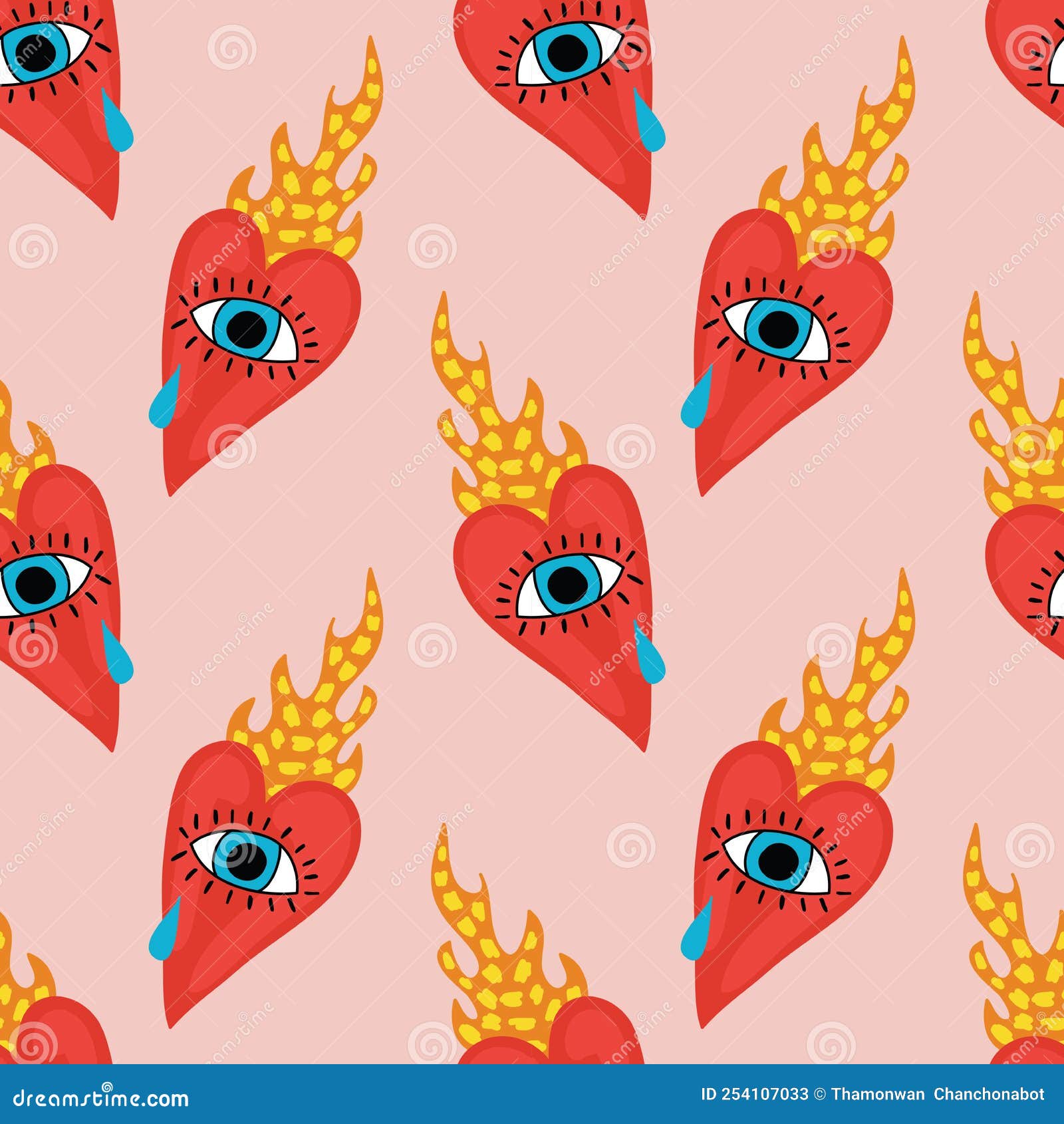 Sacred Heart Seamless Pattern Design Stock Vector - Illustration of ...