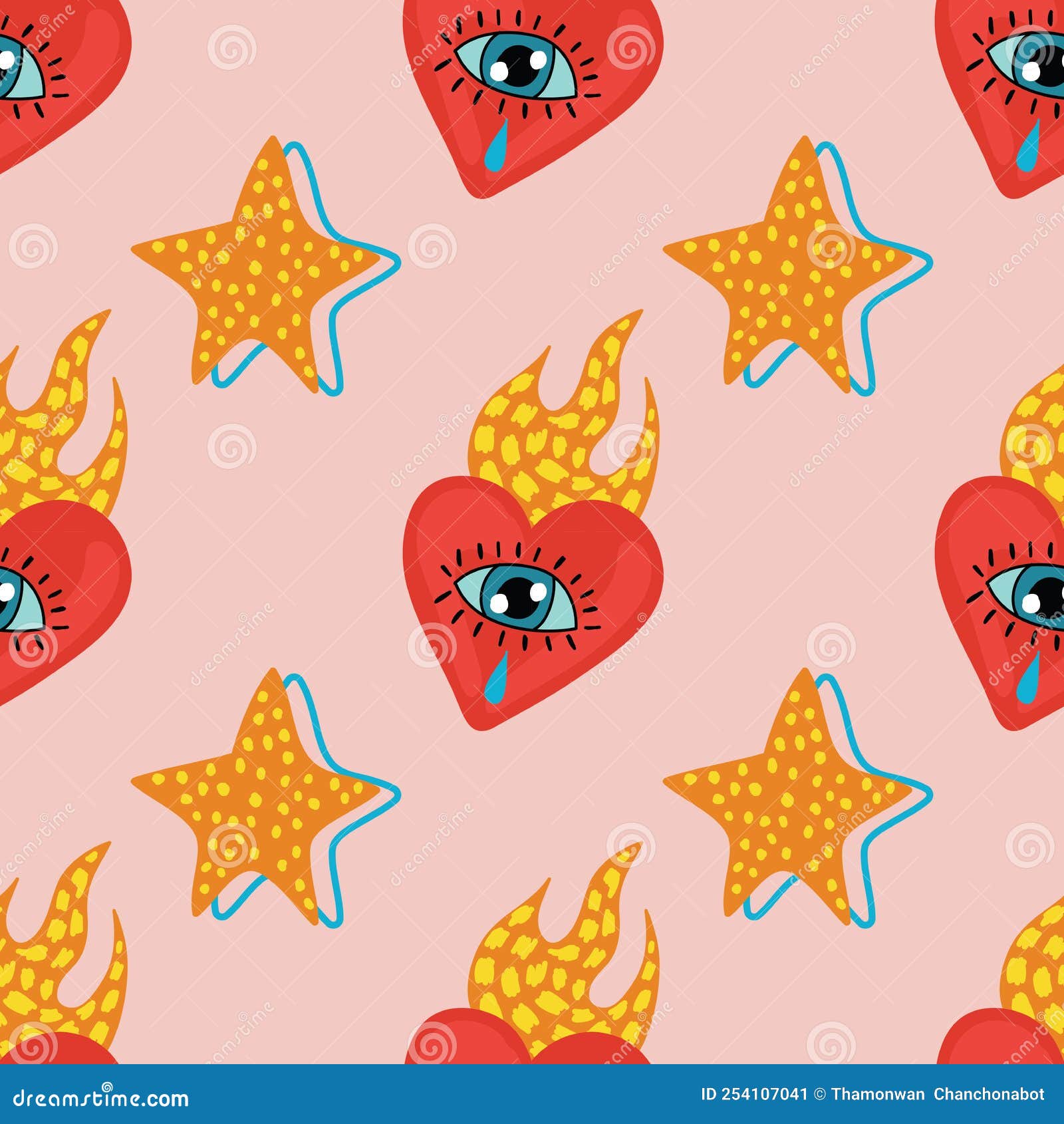 Sacred Heart Seamless Pattern Design Stock Vector - Illustration of ...