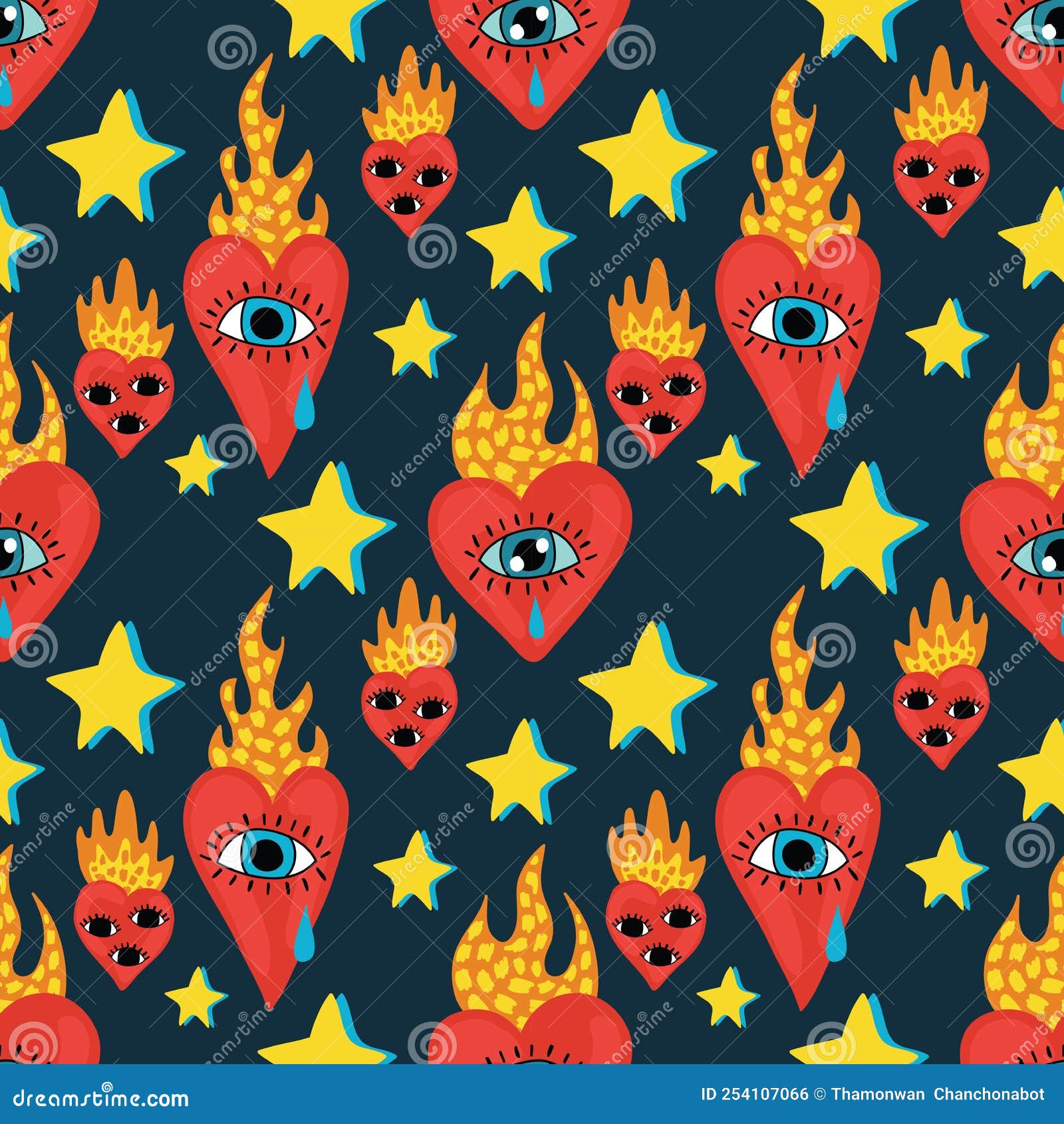 Sacred Heart Seamless Pattern Design Stock Vector - Illustration of ...