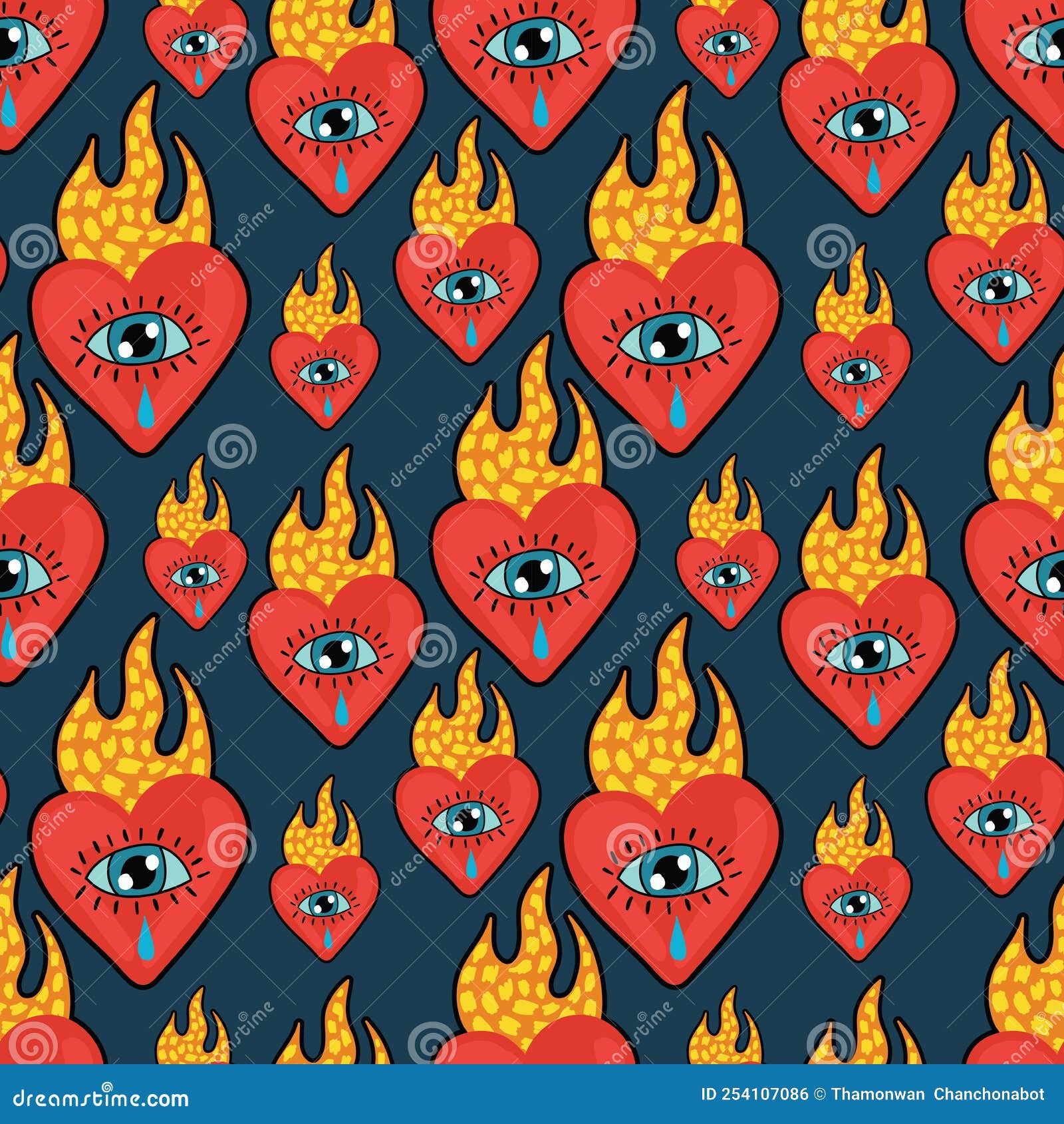 Sacred Heart Seamless Pattern Design Stock Vector - Illustration of ...