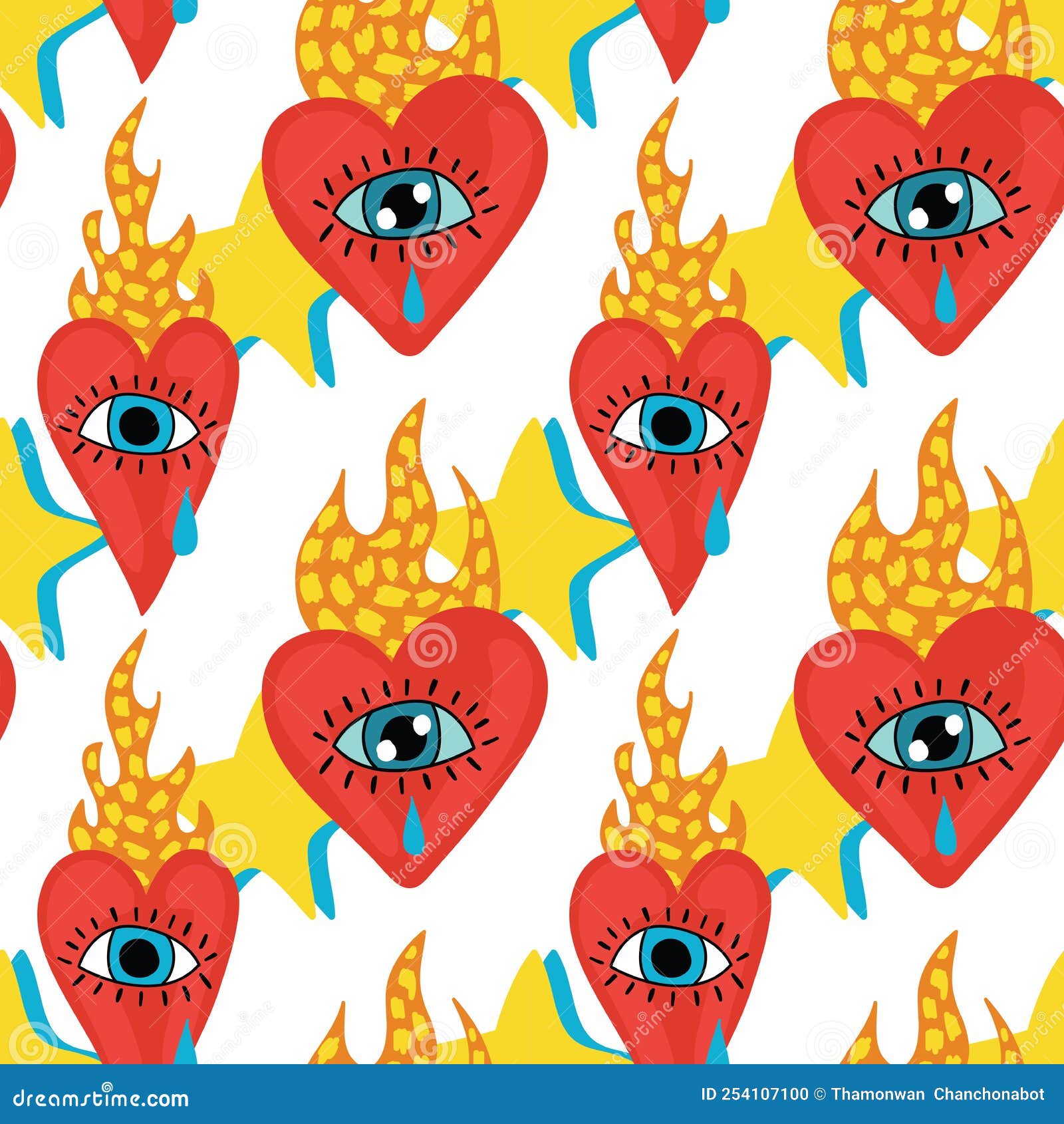 Sacred Heart Seamless Pattern Design Stock Vector - Illustration of ...