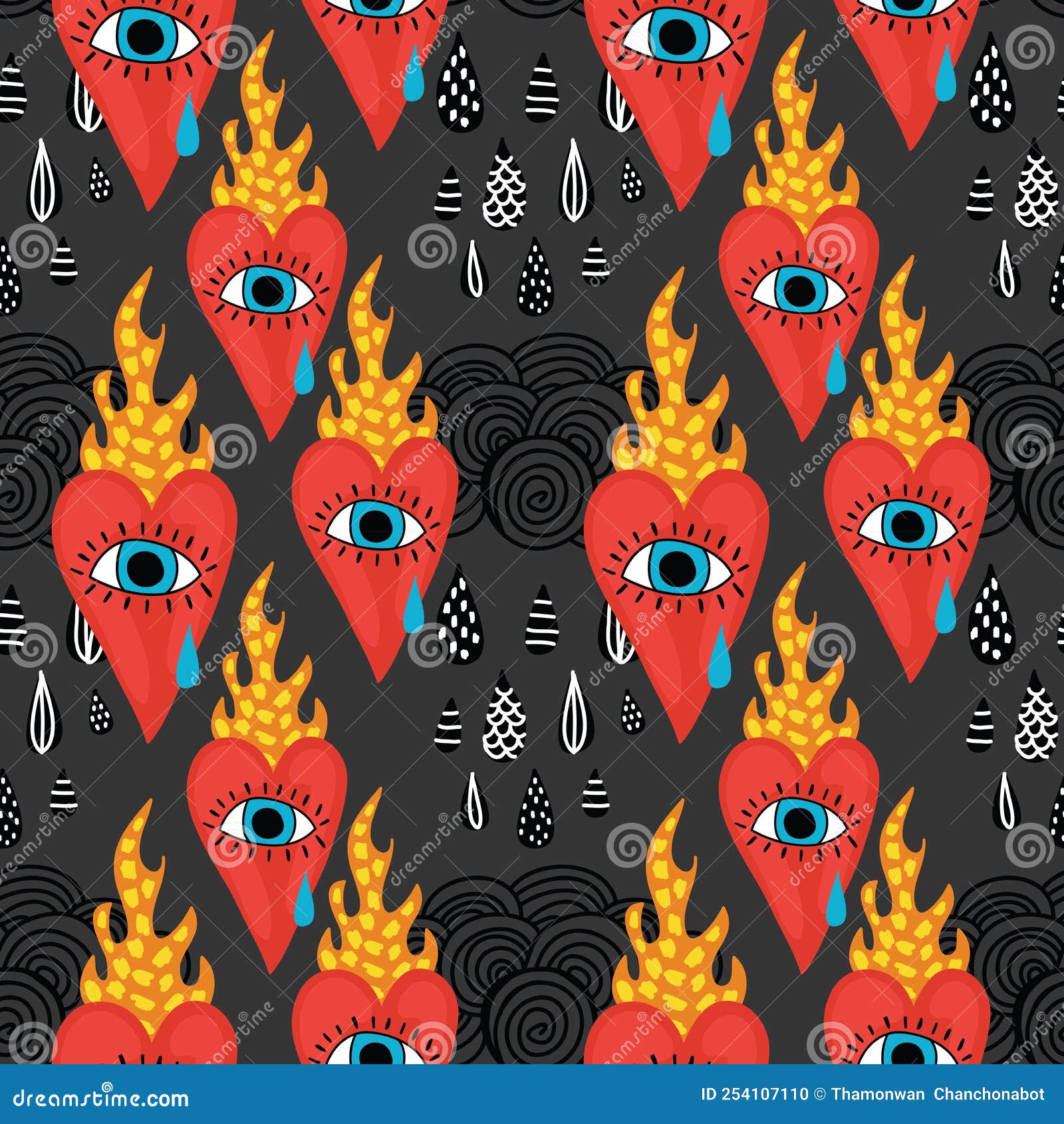 Sacred Heart Seamless Pattern Design Stock Vector - Illustration of ...