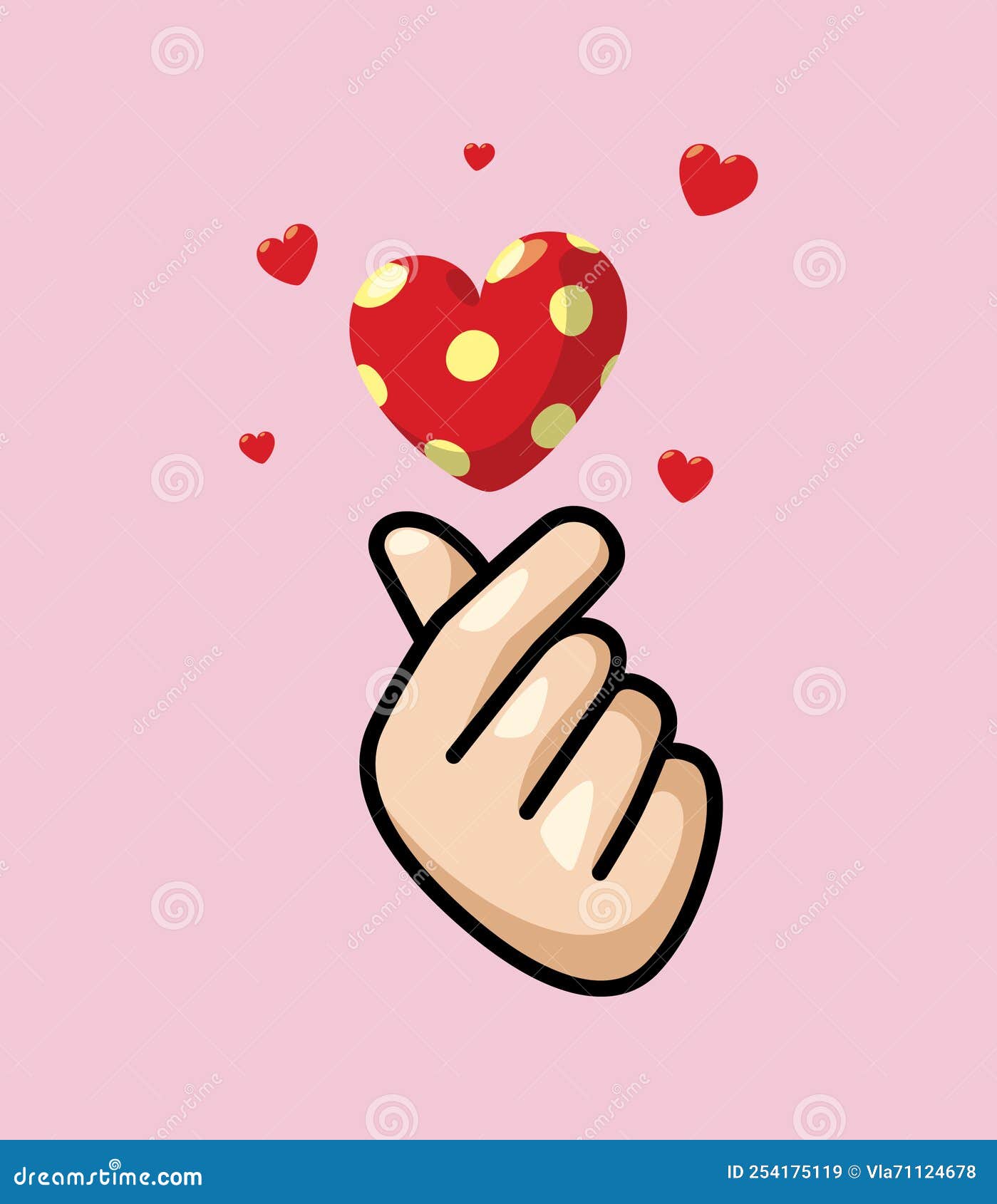 Love Finger Gesture with Polka Dot Heart Stock Vector - Illustration of ...