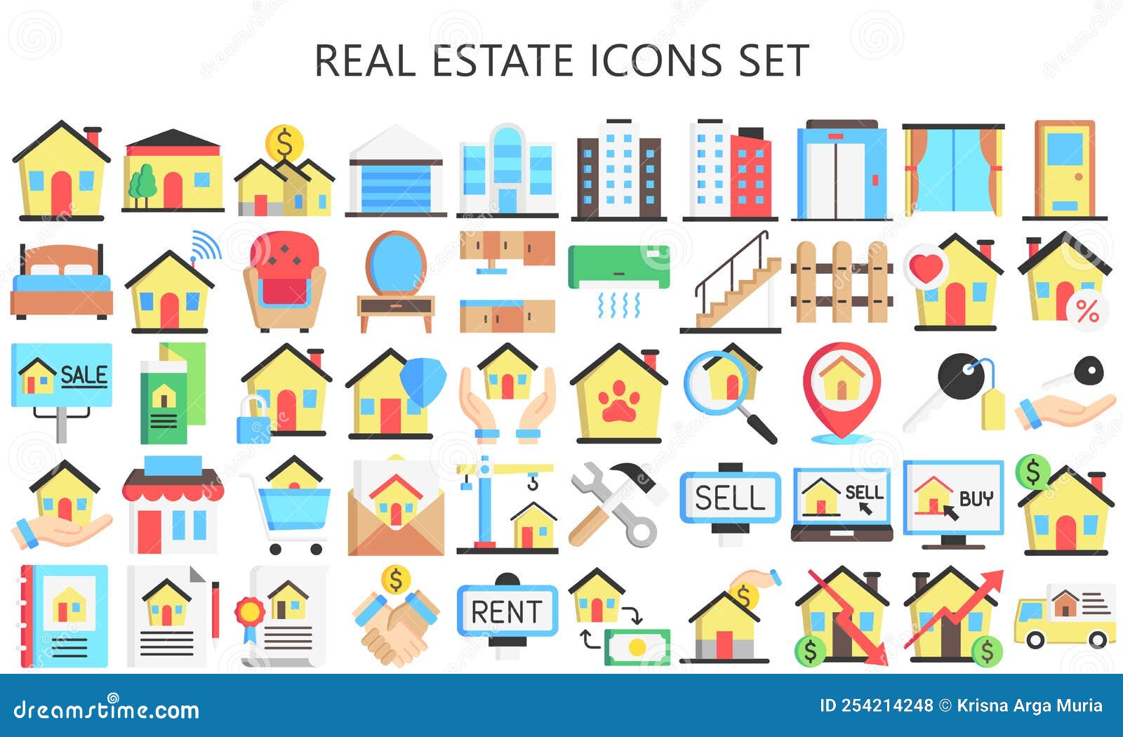 Real Estate Multi Color Icon Set Stock Vector - Illustration of agent ...