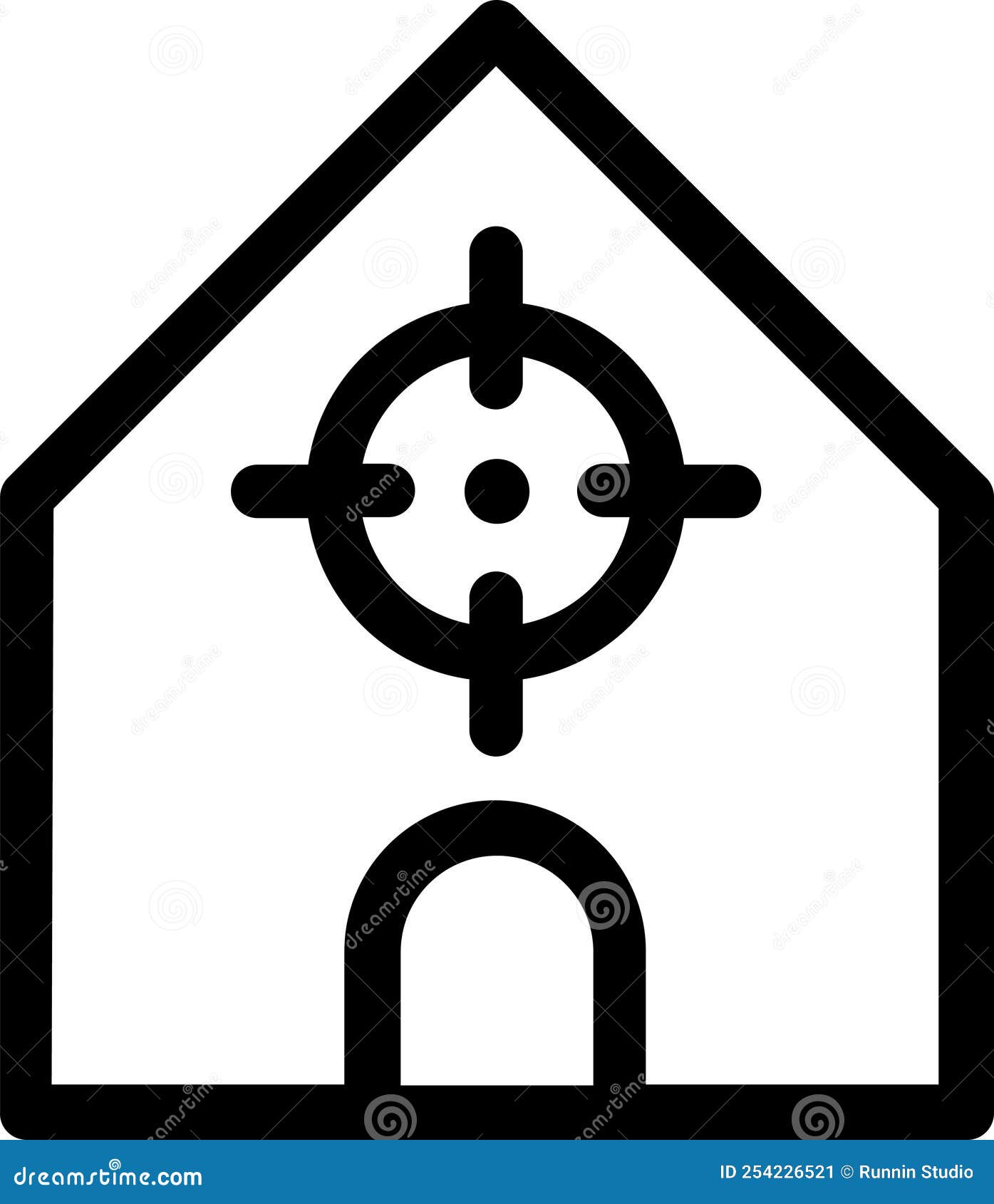 Target Building Icon with Outline Style Stock Vector - Illustration of ...