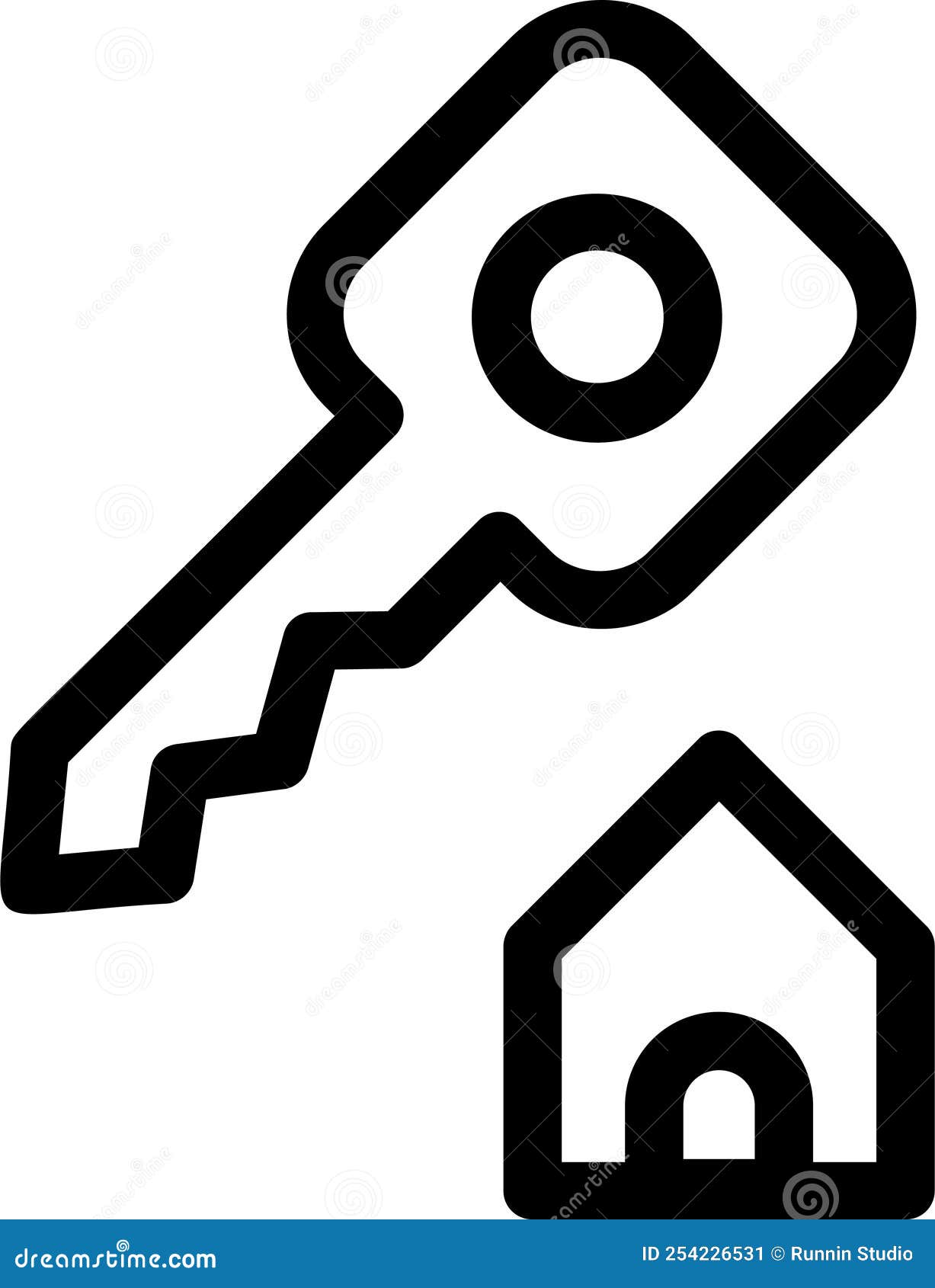 House Key Icon with Outline Style Stock Vector - Illustration of ...