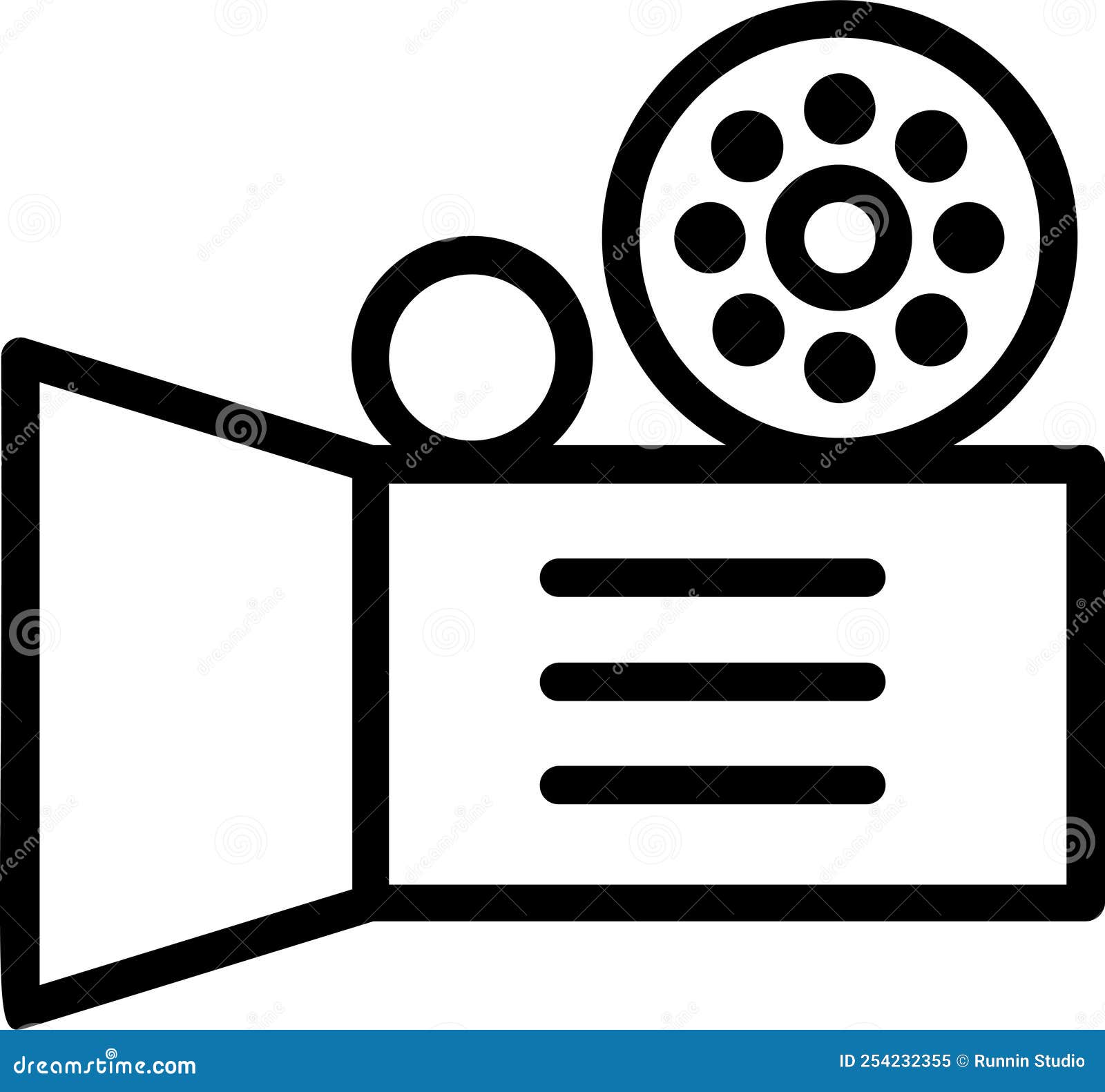 Movie Roll Icon with Outline Style Stock Vector - Illustration of ...