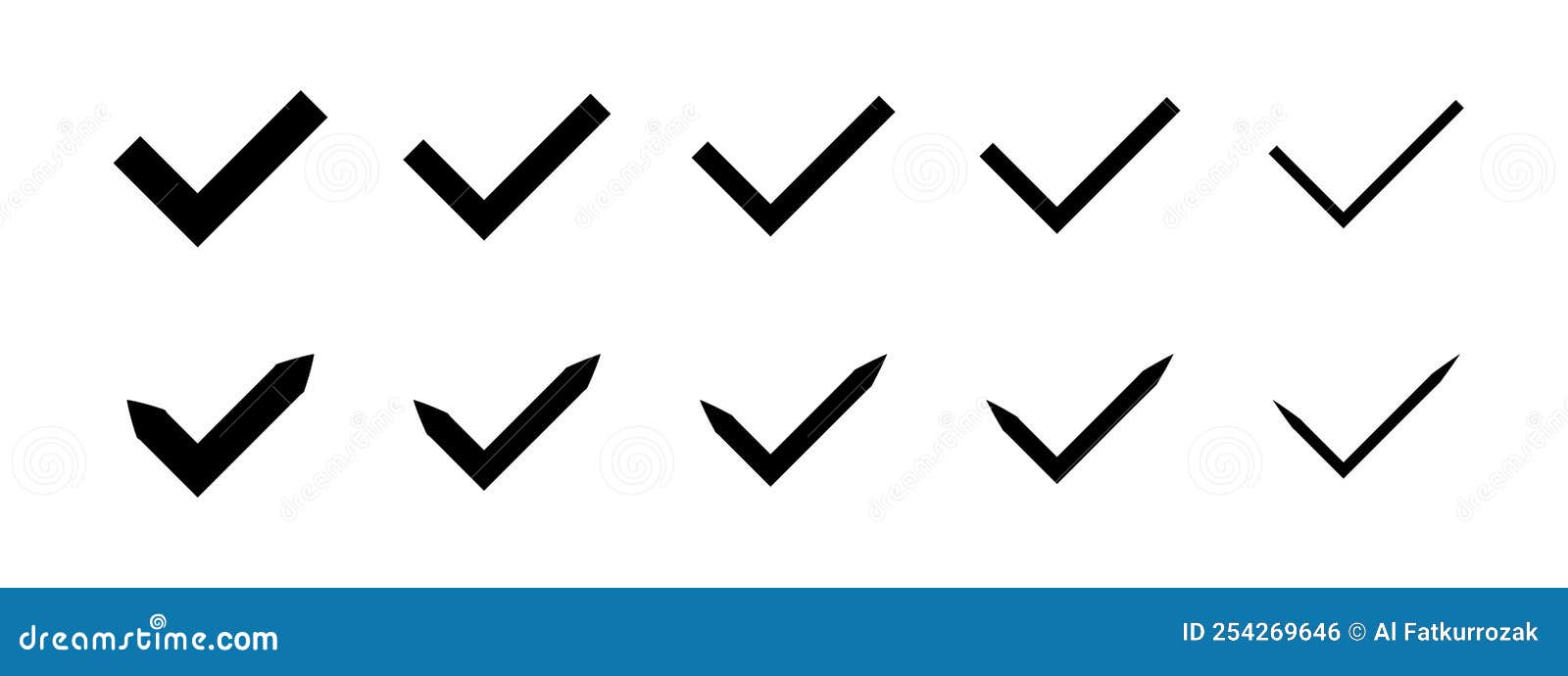 Check Marks or Ticks. Set of Ten Black Icons To Choose from. Vector ...