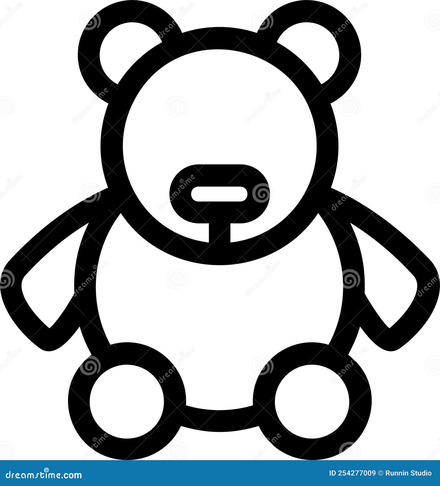 Teddy Bear Icon with Outline Style Stock Vector - Illustration of ...