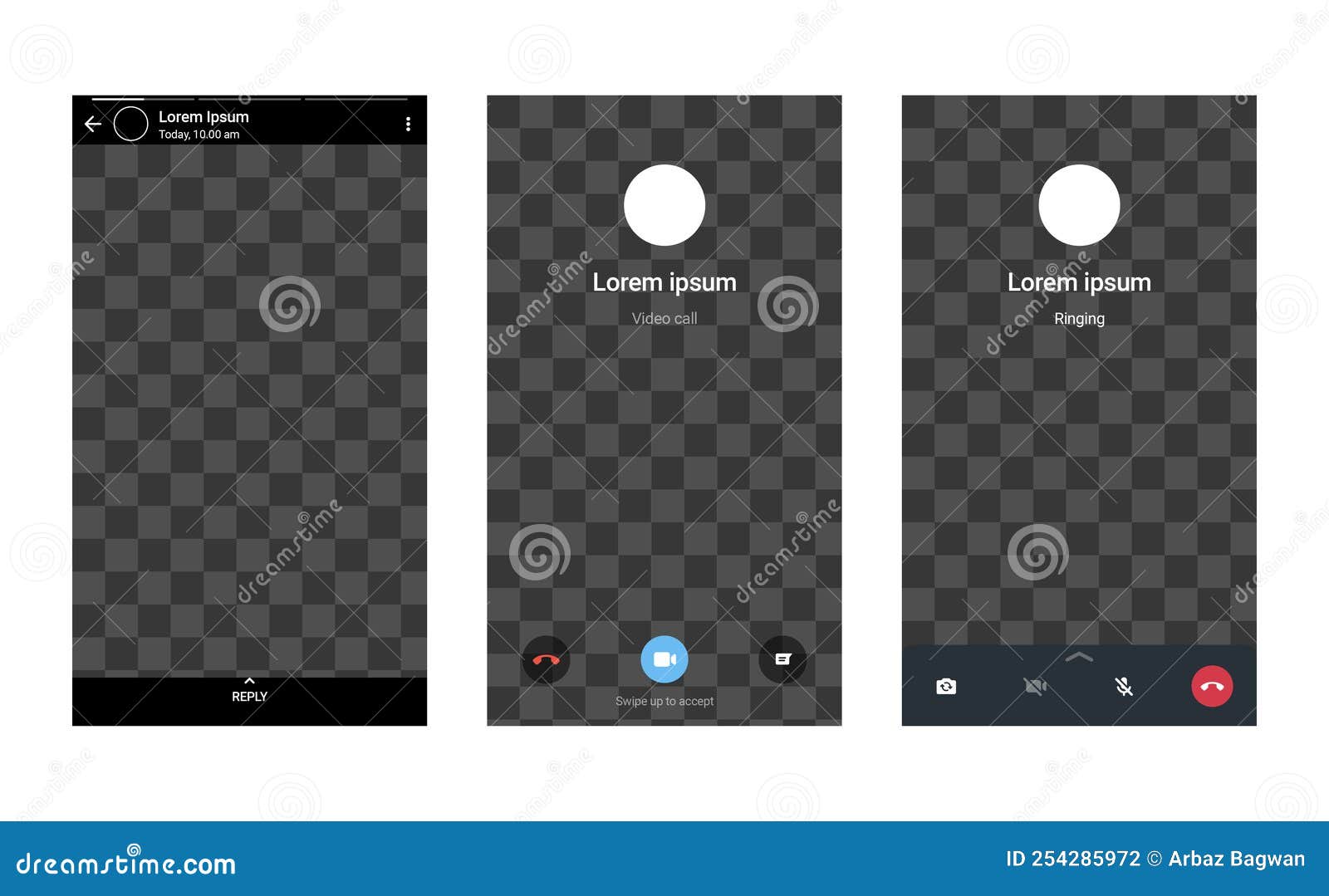 Whatsapp Story and Video Calling Mockup Empty Screen Ui Stock Vector ...