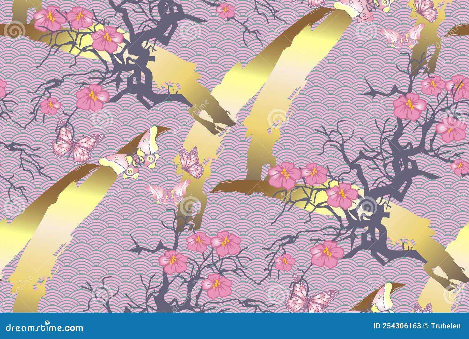 Seamless Abstract Sakura Flowers Pattern. Stock Illustration ...