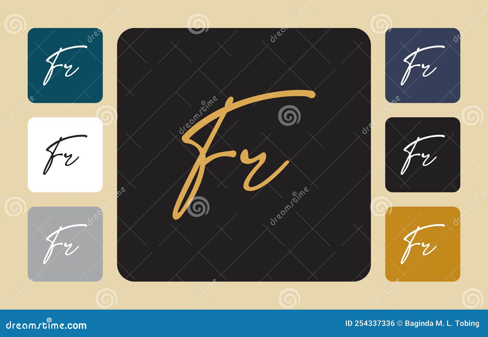 Fr F R Initial Handwriting Fr Initial Handwriting Signature Logo ...