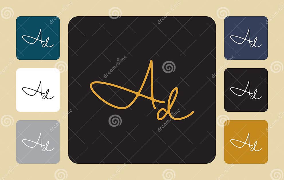 Ad a D Initial Handwriting Ad Initial Handwriting Signature Logo ...