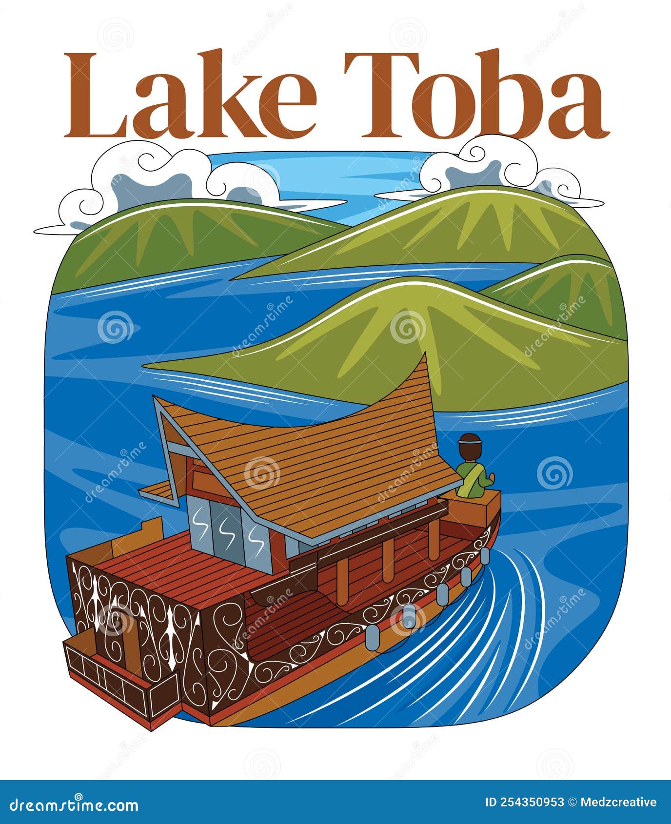 Lake Toba Republic Of Indonesia, Sumatra Map Vector Illustration ...