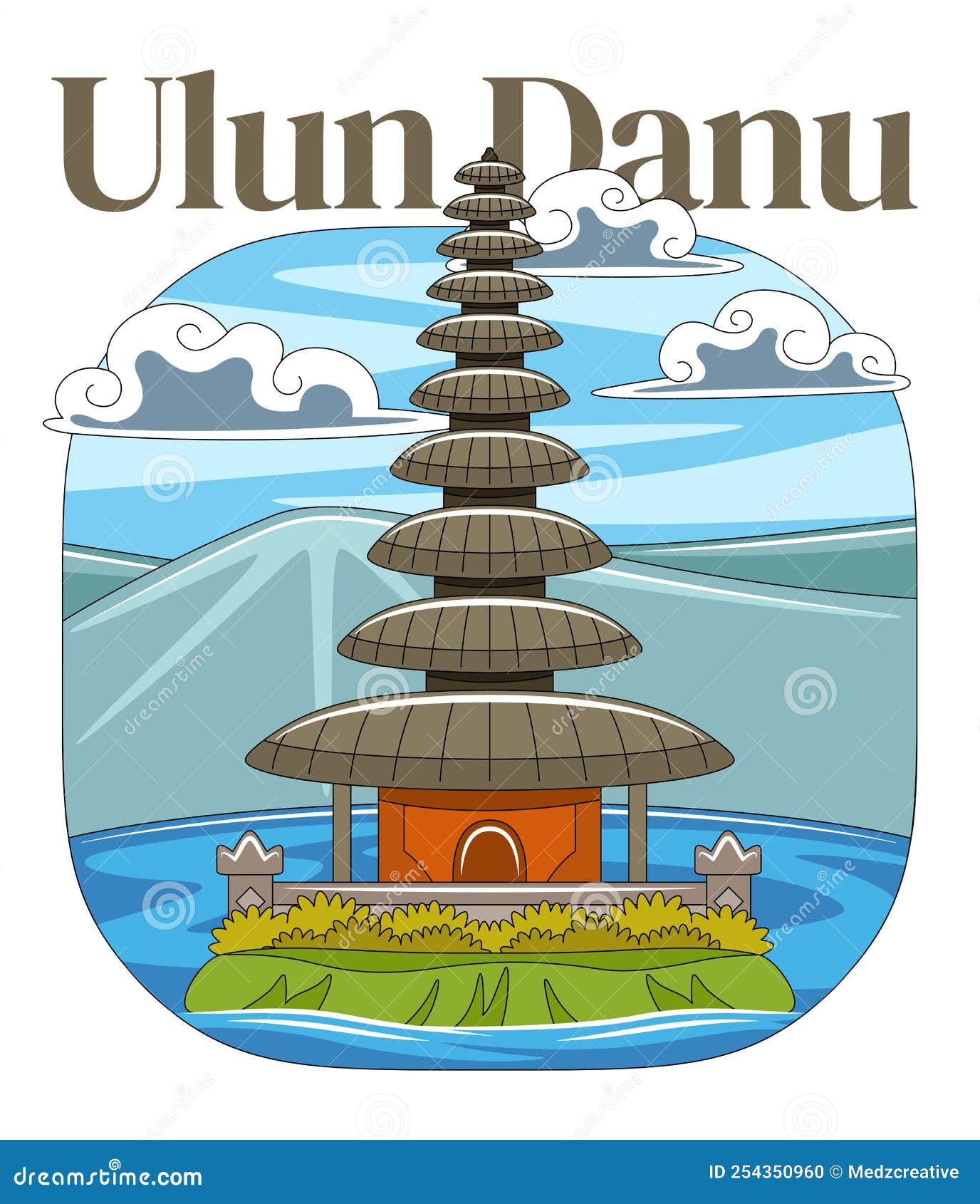 Ulun Danu Temple Vector Illustration Stock Vector - Illustration of ...