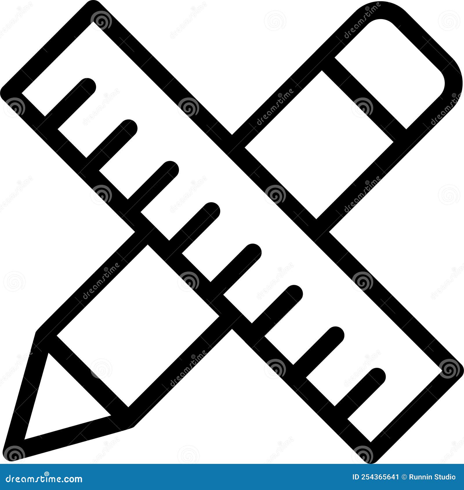 Pencil and Ruler Icon with Outline Style Stock Vector - Illustration of ...