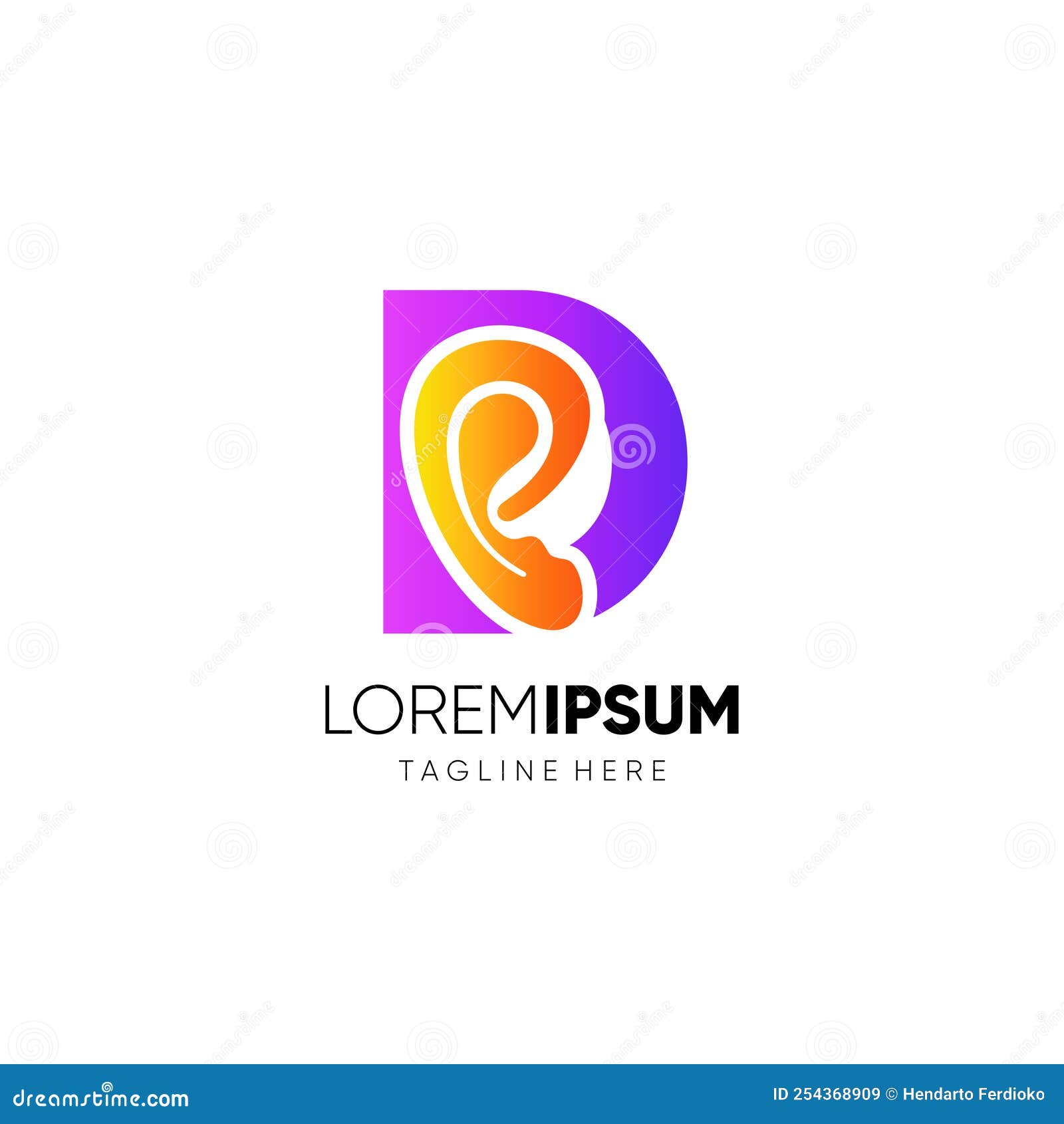 Letter D Human Ear Logo Design Vector Icon Graphic Illustration Stock ...