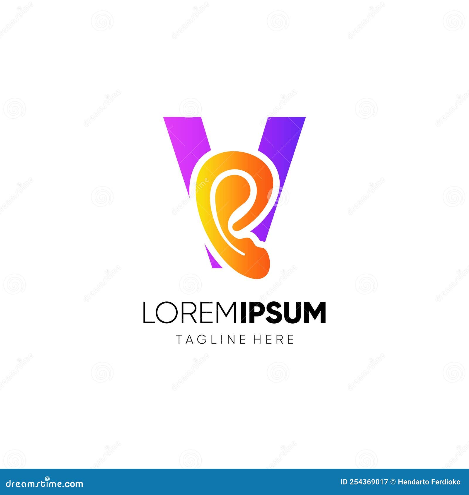 Letter V Human Ear Logo Design Vector Icon Graphic Illustration Stock ...