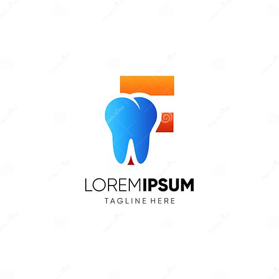Letter F Dental Tooth Logo Design Icon Graphic Illustration Stock ...