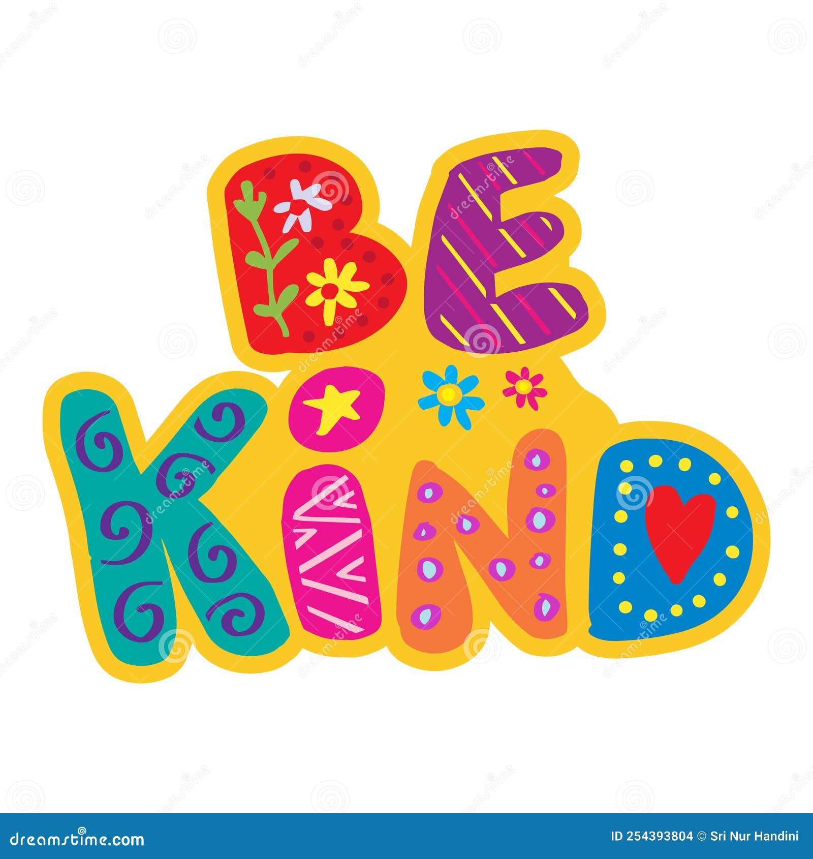 Be Kind Hand Lettering Decorative. Stock Vector - Illustration of ...