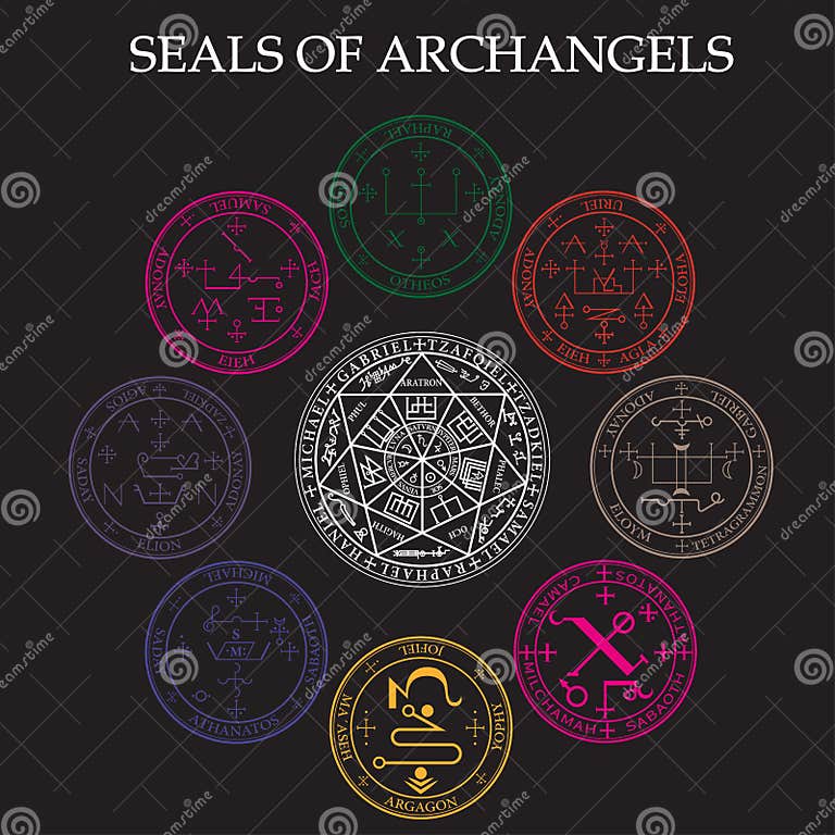 Solomon`s Seals of Archangels Seals, Sigils Isolated on White ...