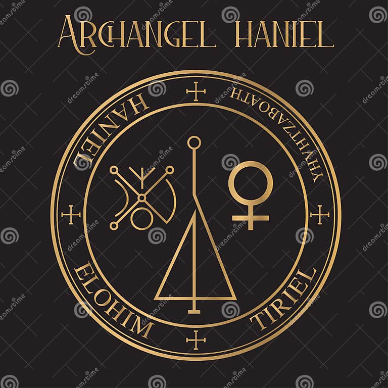 Archangel Haniel Venus Occult Gold Seal Stock Vector - Illustration of ...