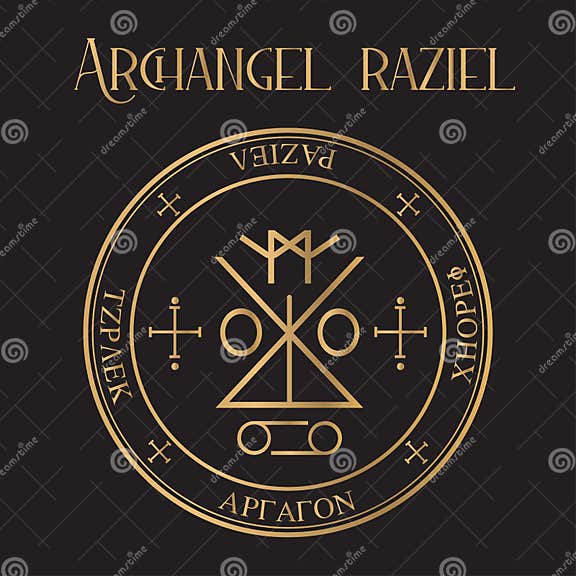 Archangel Raziel Seal, `Secret of God` Stock Vector - Illustration of ...