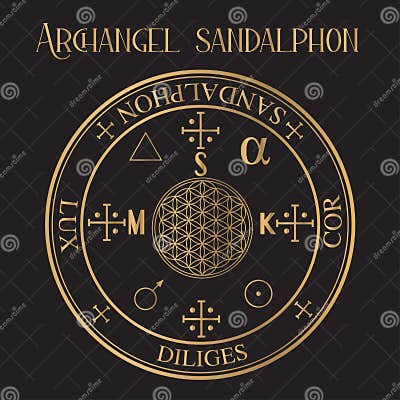 Seal of Archangel Sandalphon, Gold Sigil Stock Vector - Illustration of ...