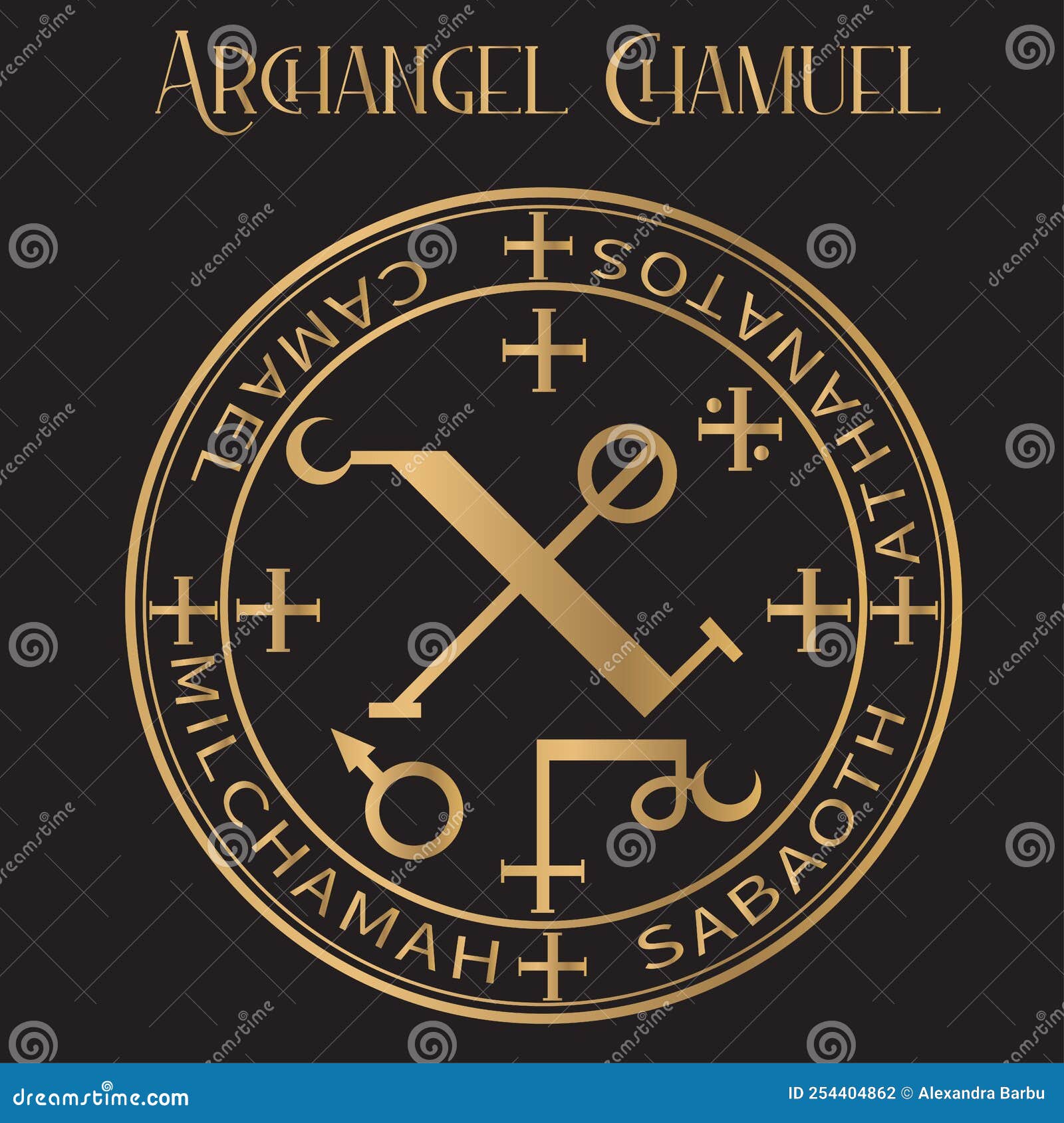 Seal Of Archangel Sandalphon, Gold Sigil Vector Illustration ...