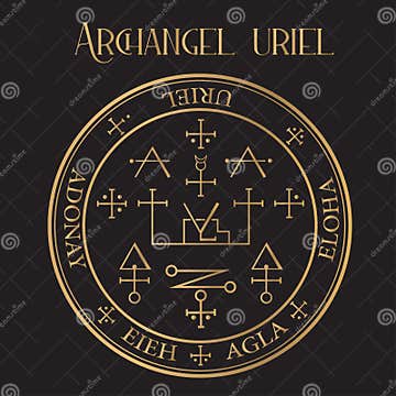 Archangel Uriel Seal, Gold Sigil Stock Vector - Illustration of black ...