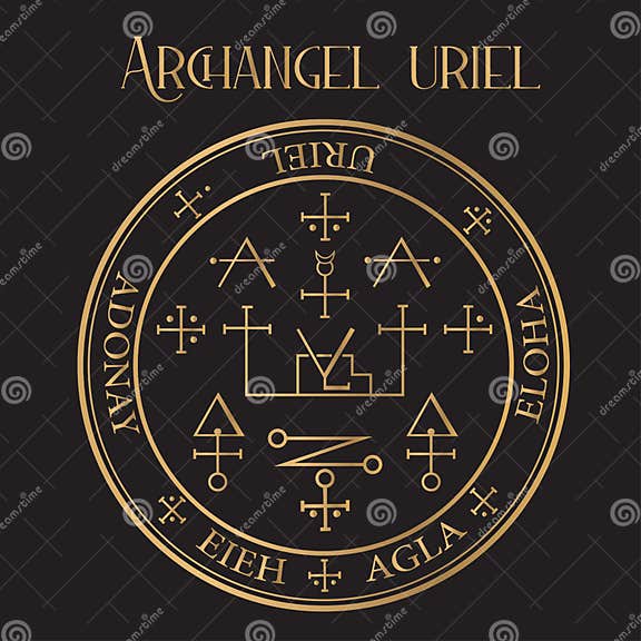 Archangel Uriel Seal, Gold Sigil Stock Vector - Illustration of black ...