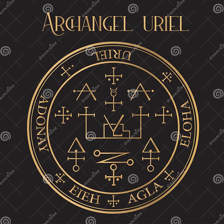 Archangel Uriel Seal, Gold Sigil Stock Vector - Illustration of black ...