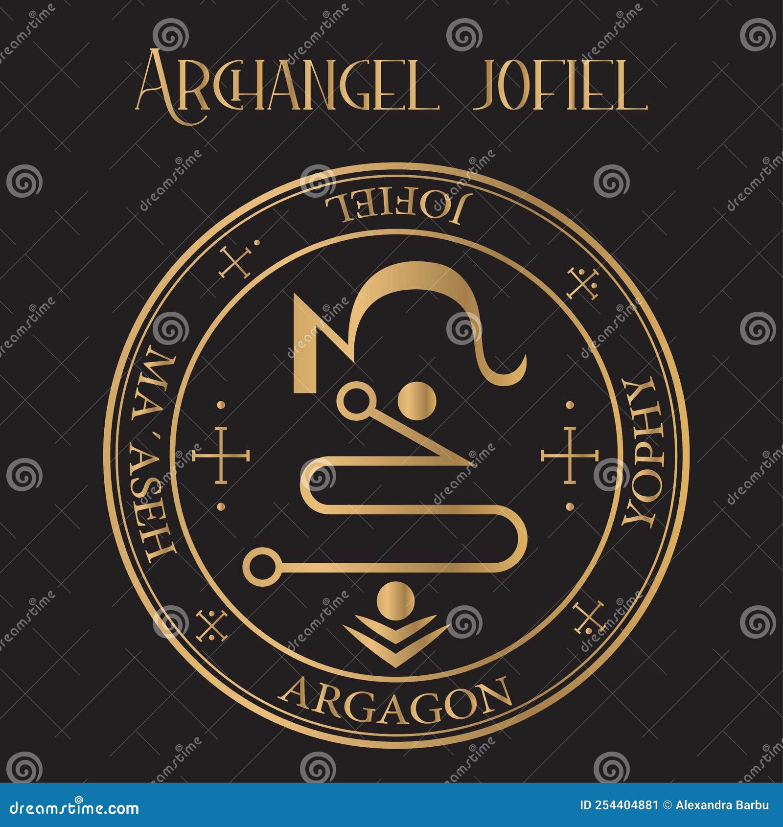 Archangel Jophiel Seal, Angel of Beauty Stock Vector - Illustration of ...