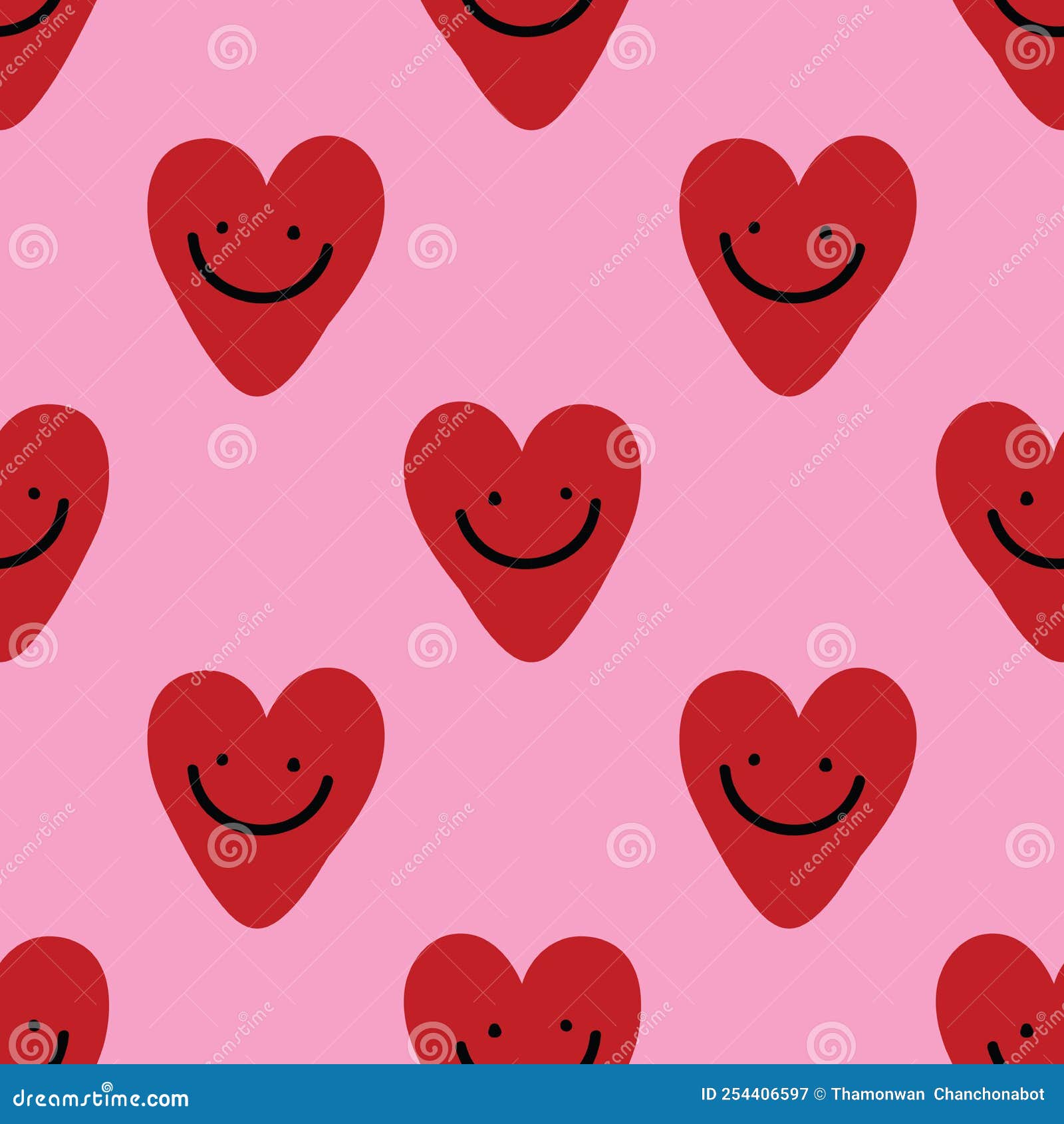 Cute Hearts Seamless Pattern Design Vector Stock Vector - Illustration ...