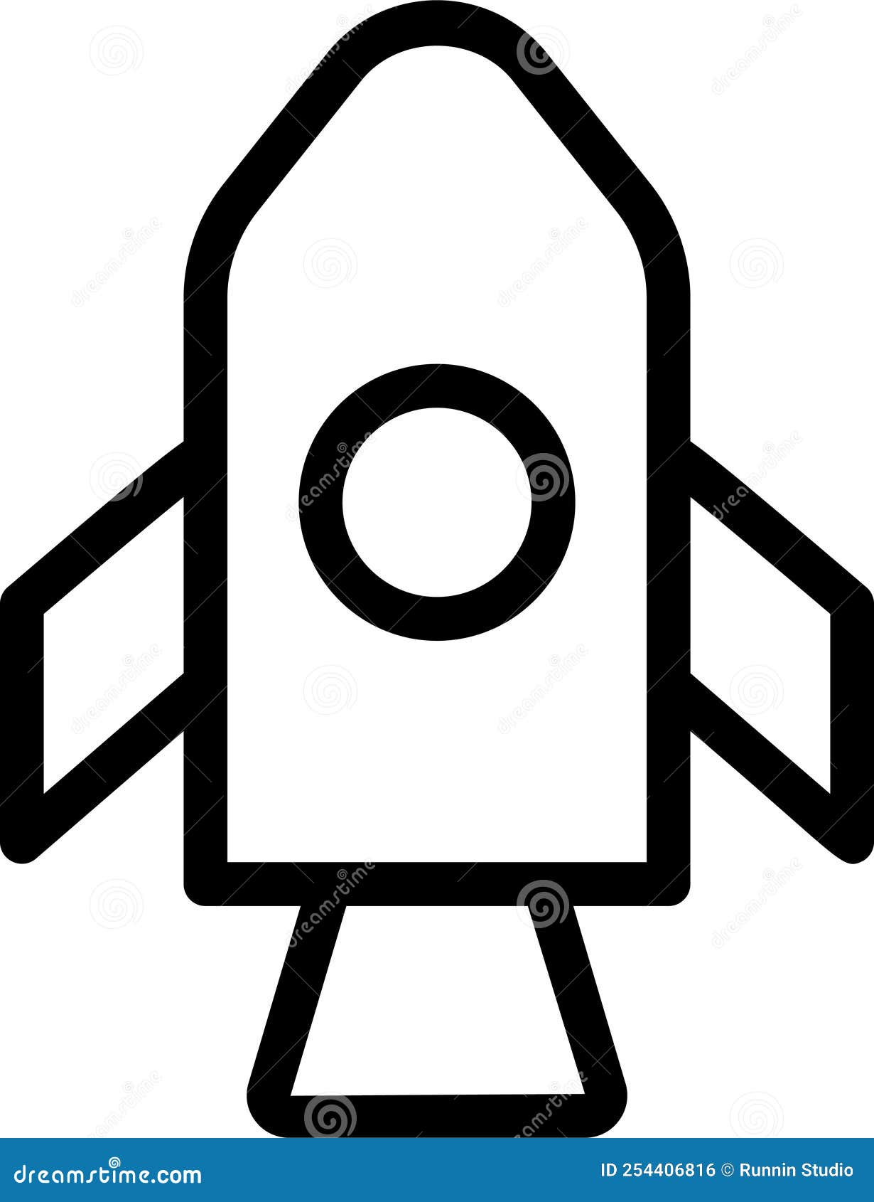 Rocket Icon with Outline Style Stock Vector - Illustration of flying ...